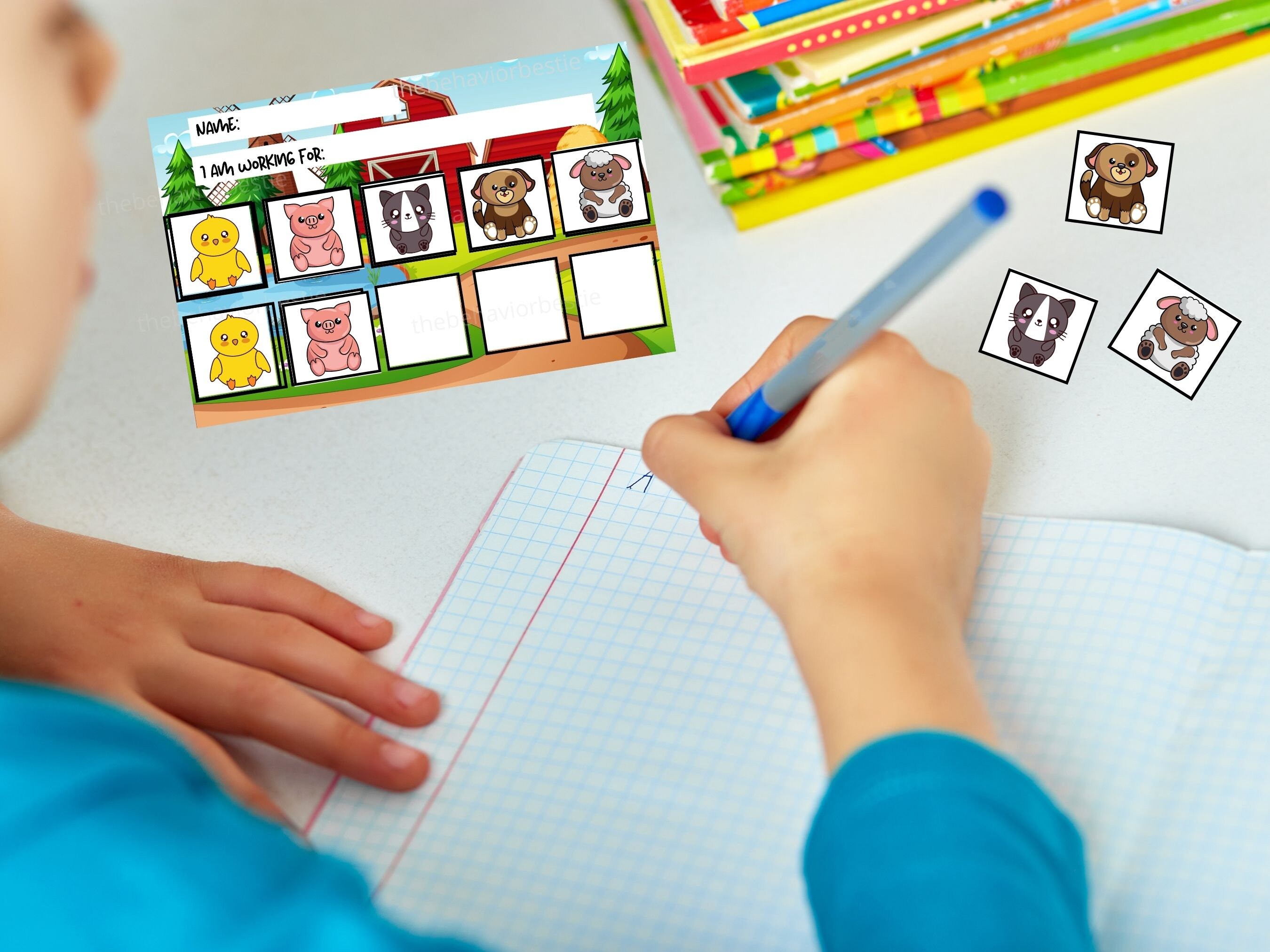 Cute Animals Token Board Digital Animals Reward Chart Farm Animals ...