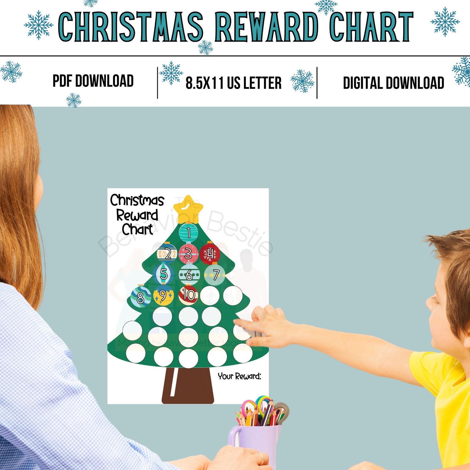 Christmas Reward Chart, Christmas Countdown Printable, Holiday Behavior ...
