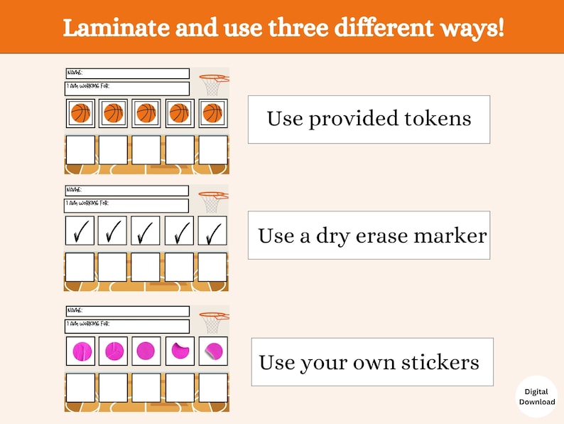 Basketball Token Board: Printable Reward Chart (digital Download) - Etsy