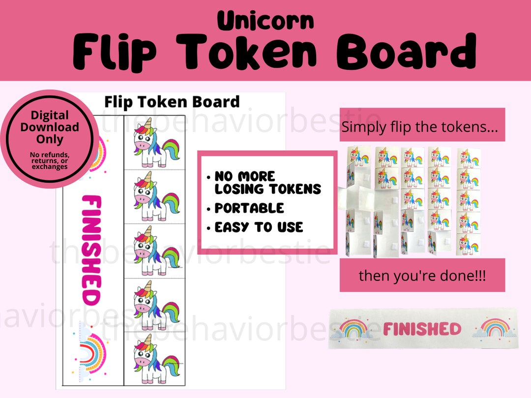 Digital Flip Token Board Unicorn Token Board Flip Reward Chart Positive ...