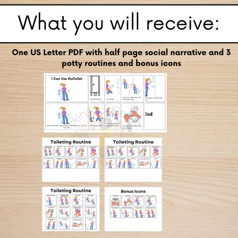 Printable Girl Potty Routine | Visual Toileting Routine | Bathroom ...