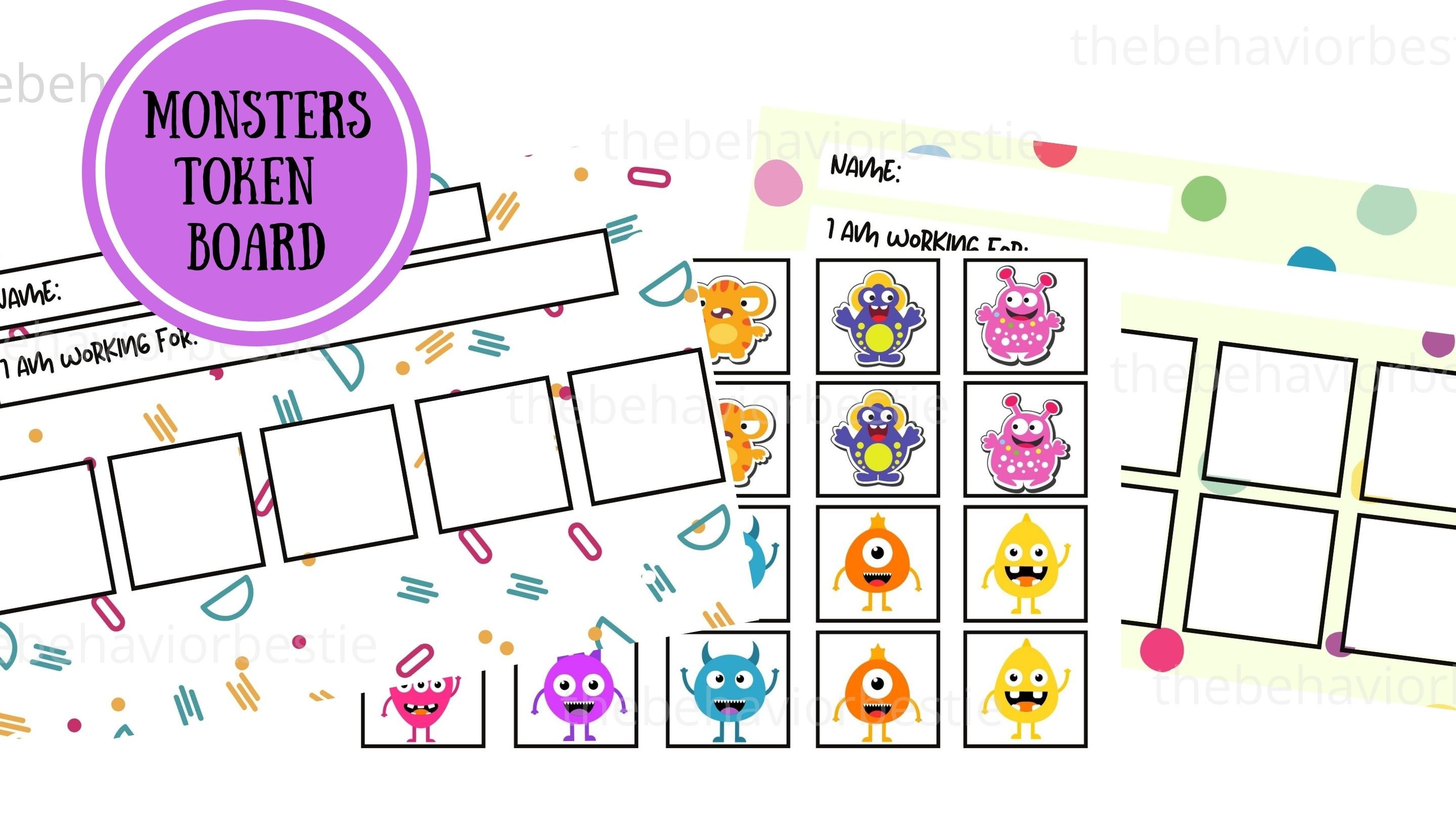 Cute Monsters Token Board/digital Reward Chart/instant - Etsy