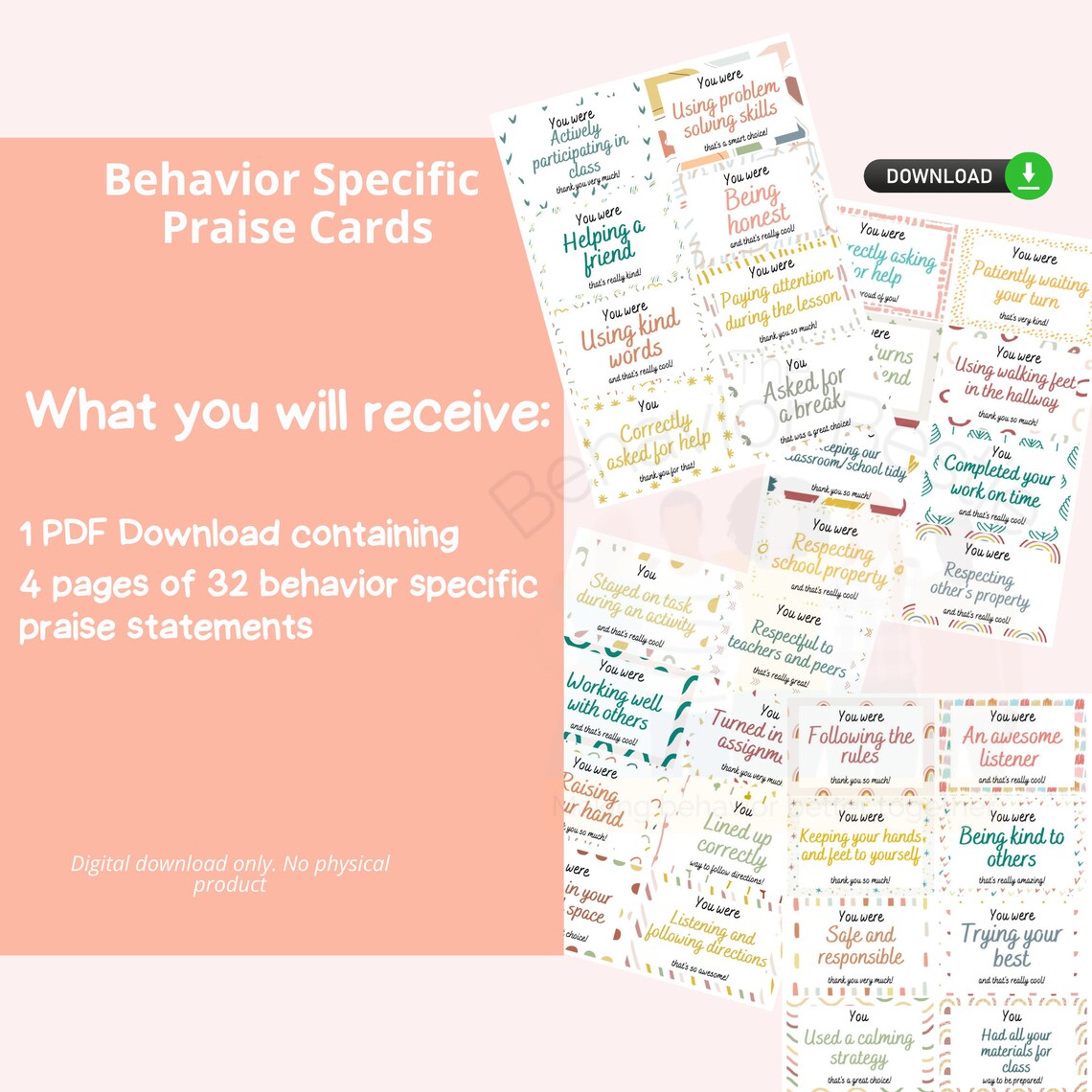 Boho Theme Positive Praise Cards Behavior Specific Praise Cards ...