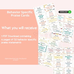 Boho Theme Positive Praise Cards | Behavior Specific Praise Cards ...