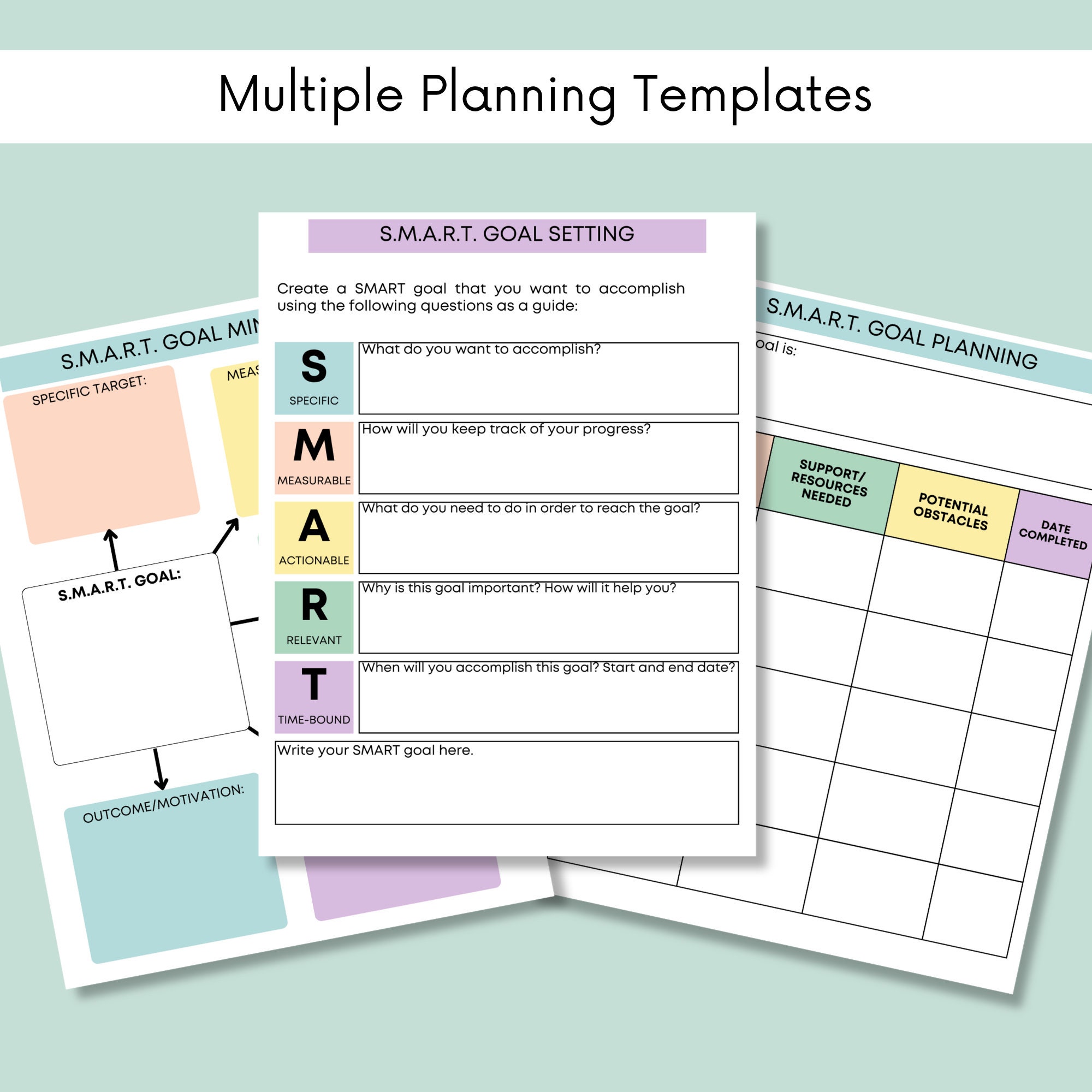 SMART Goal Setting Bundle, Goal Setting Planner, Printable Smart Goal ...