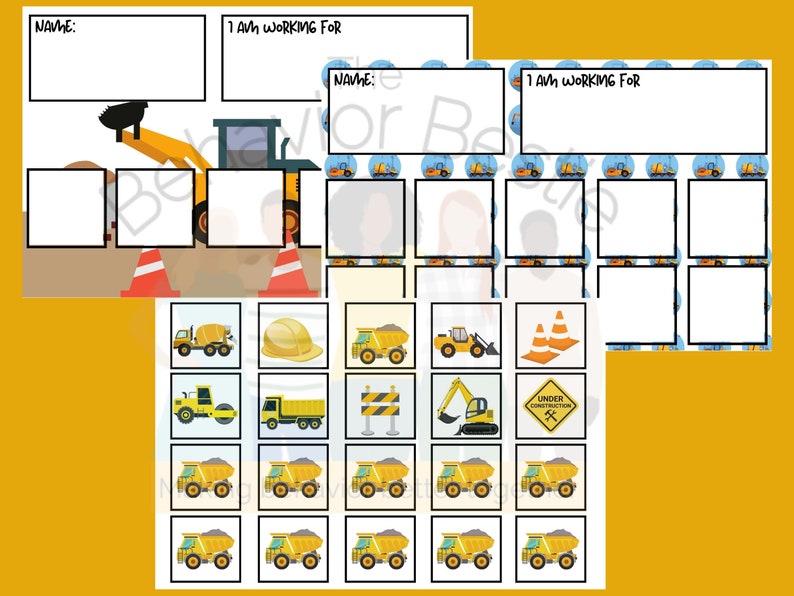 Printable Construction Token Board Construction Sticker Chart ...