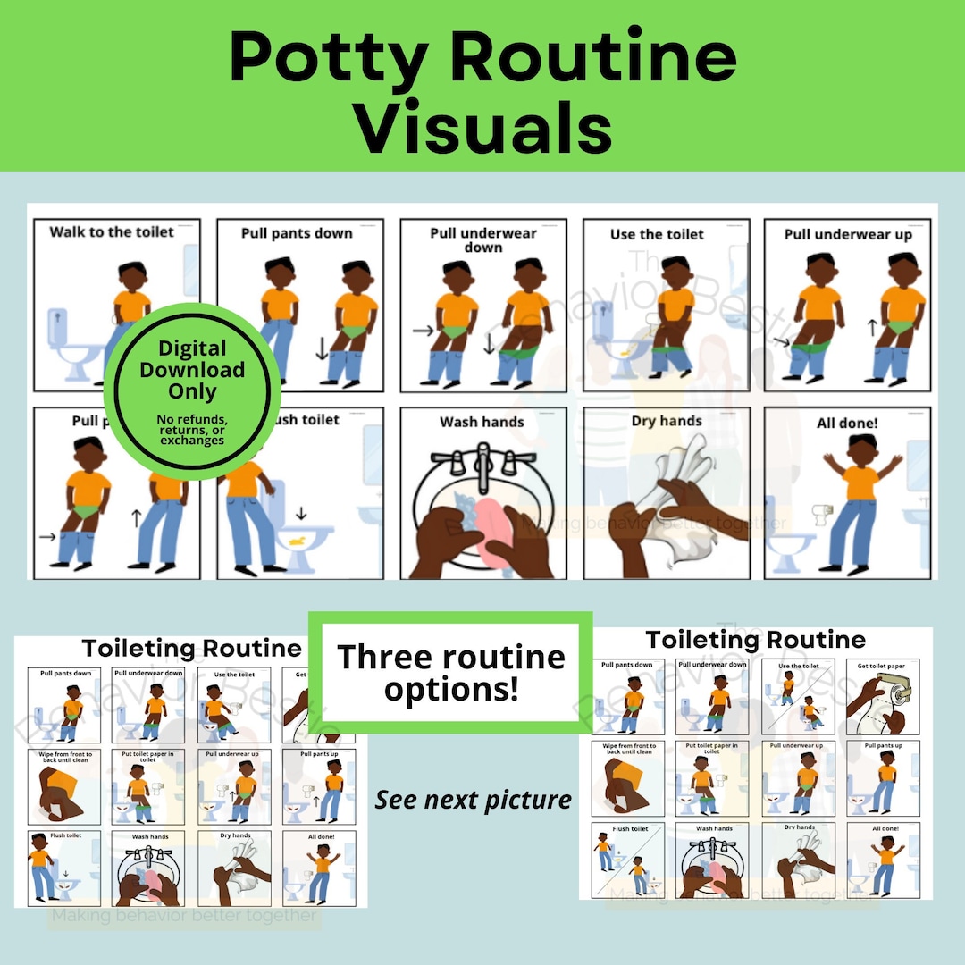Boys Bathroom Visual | Boys Potty Routine | Bathroom Visual Schedule ...