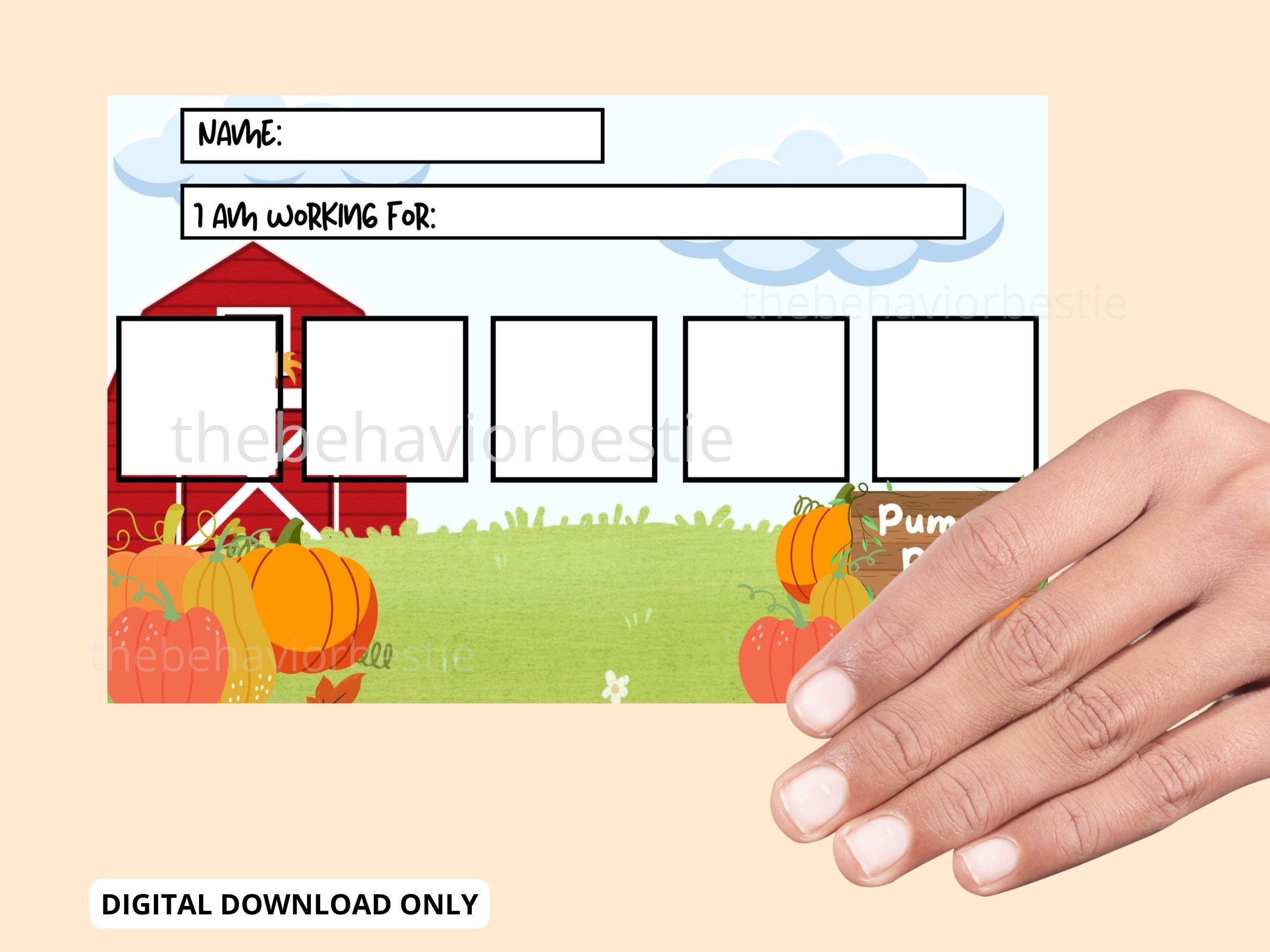 Pumpkin Token Board Digital Reward Chart Fall Themed Token Board ...