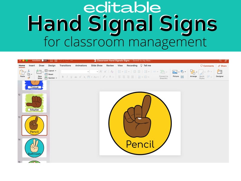 Editable Classroom Hand Signal Signs: Management Tools (powerpoint) - Etsy