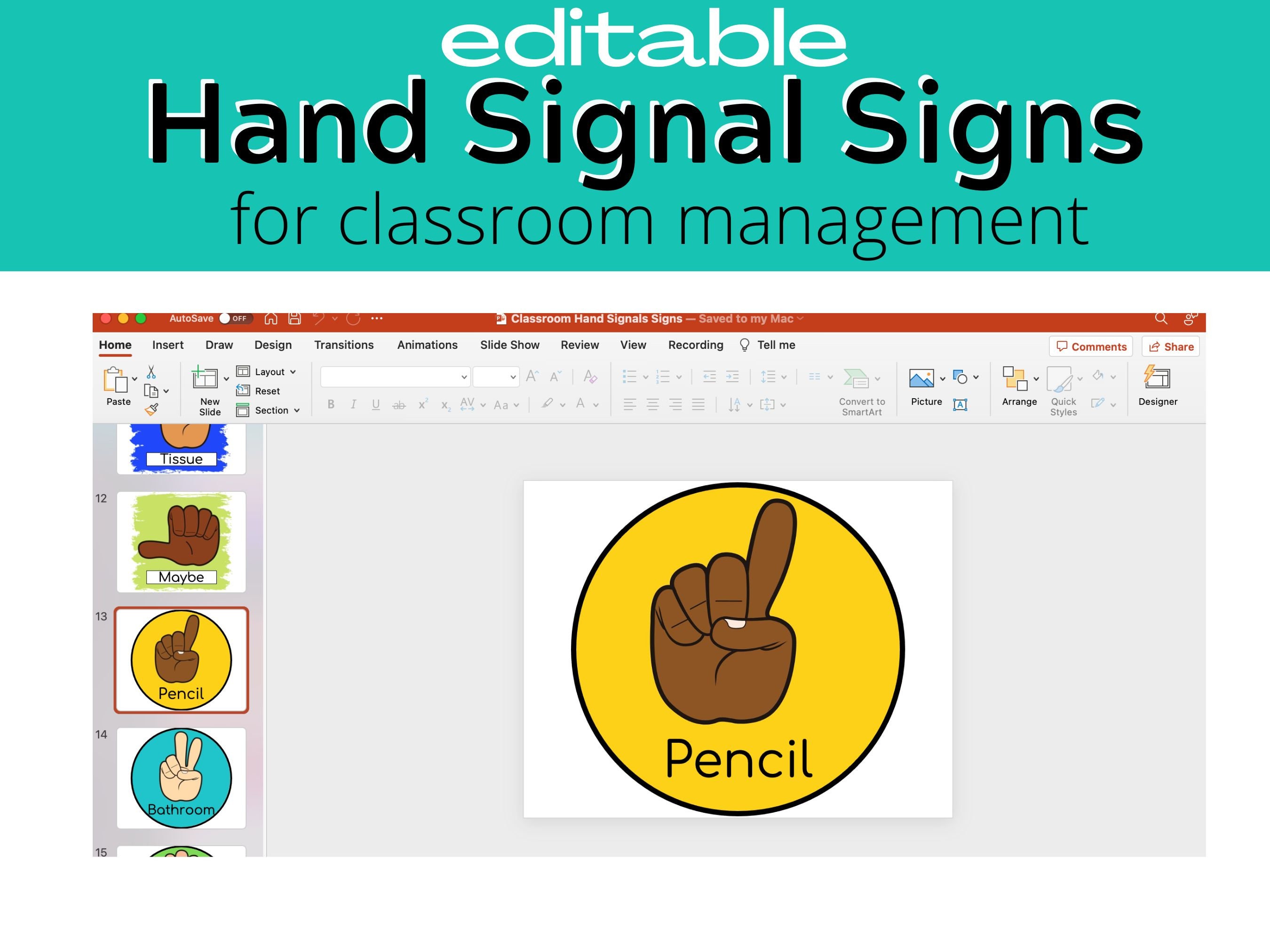 Editable Hand Signal Signs for Classroom Classroom Hand Signals Hand ...