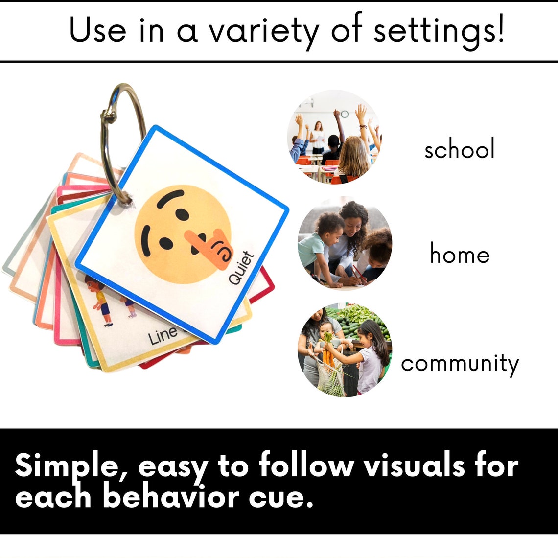Behavior Cue Cards, Visual Cues for Kids, Printable Visual Behavior ...