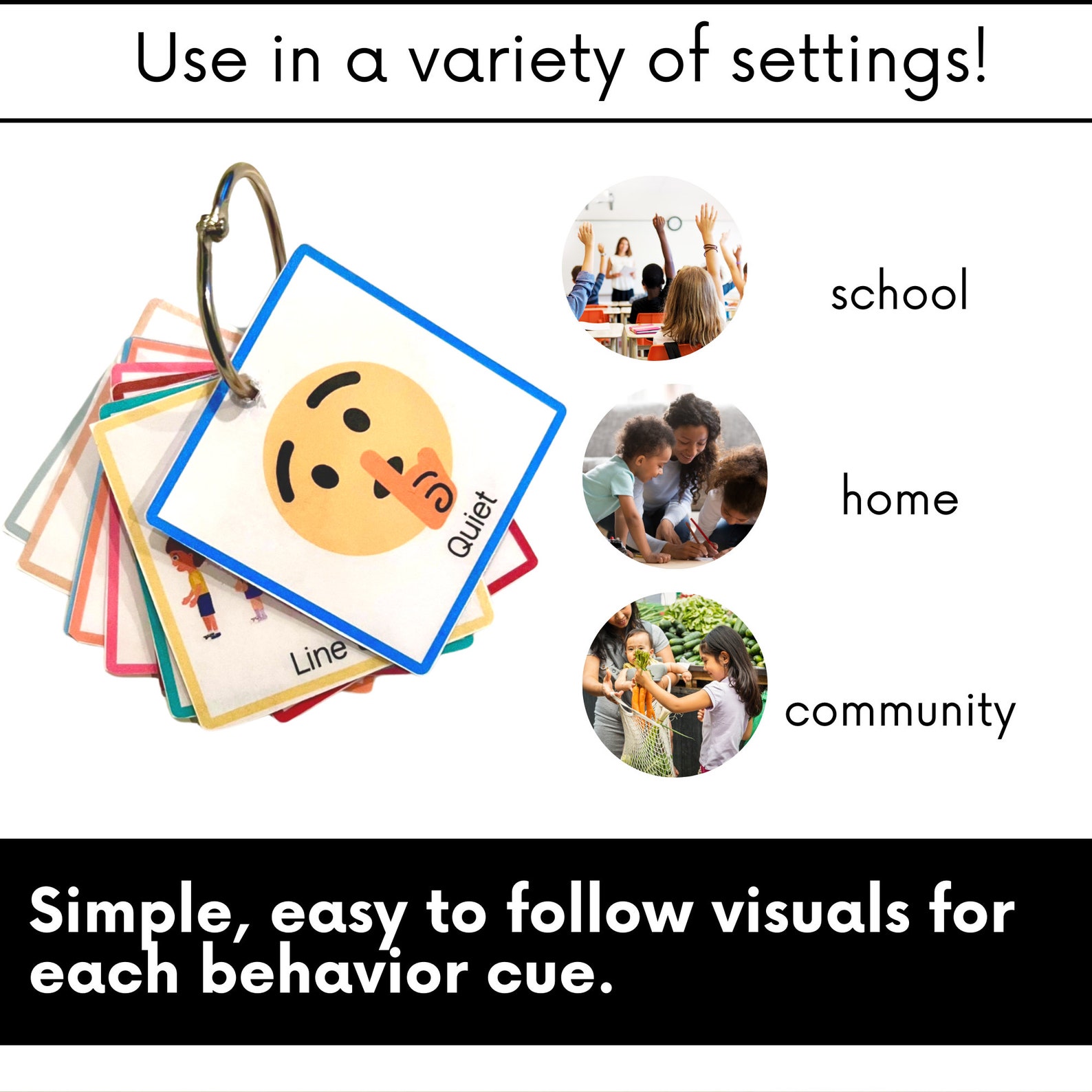 Behavior Cue Cards, Visual Cues for Kids, Printable Visual Behavior ...