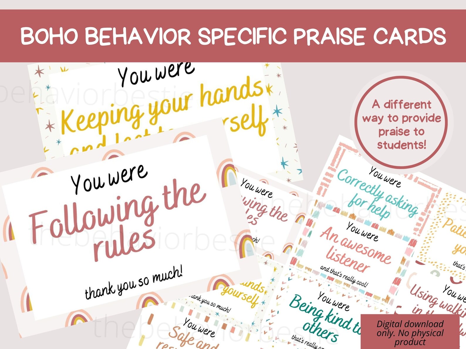 Boho Theme Positive Praise Cards | Behavior Specific Praise Cards ...