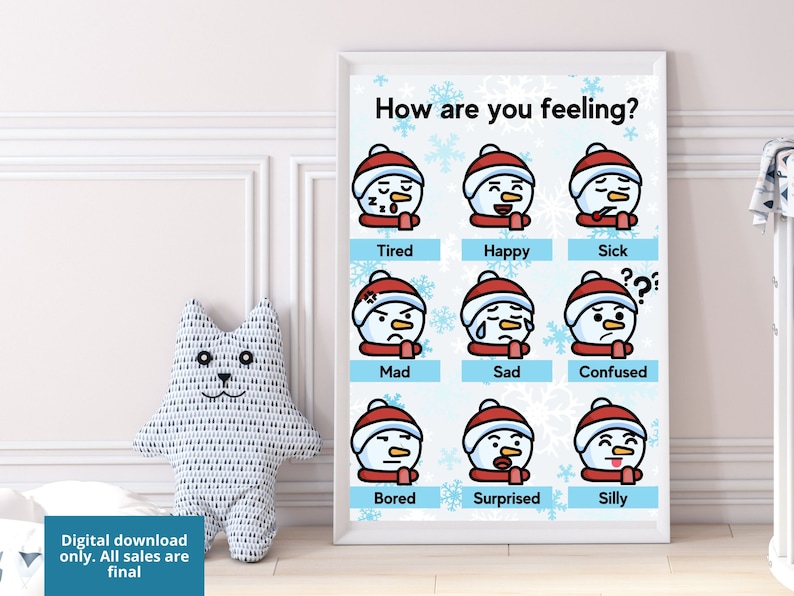 Snowman Feelings Chart: Educational Emotions Print (PDF Download) - Etsy