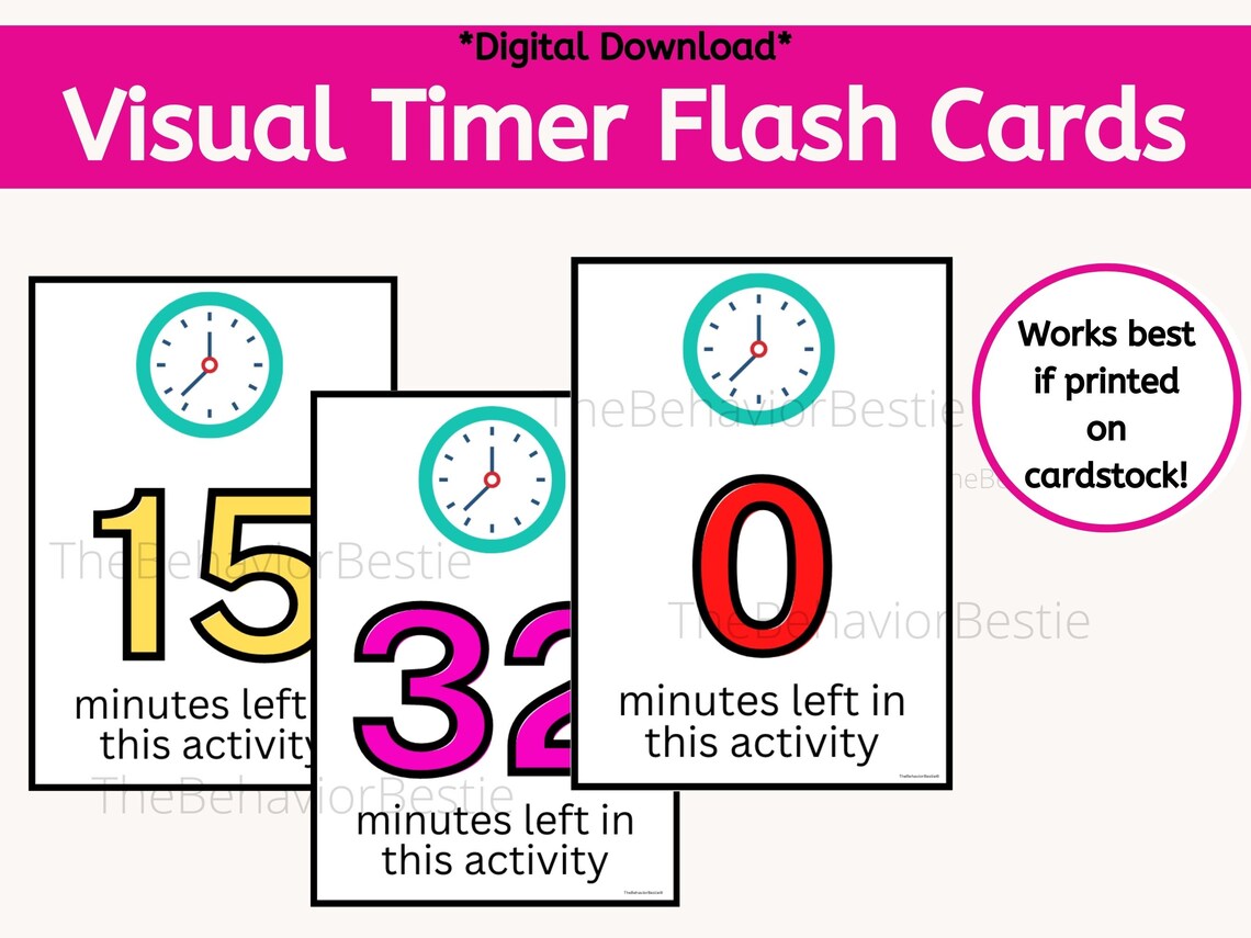 Visual Timer Countdown Flashcards Visual Timer Cards - Etsy Canada