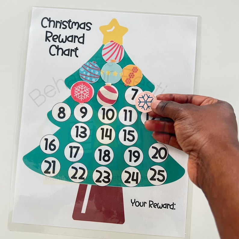 Christmas Reward Chart, Christmas Countdown Printable, Holiday Behavior ...