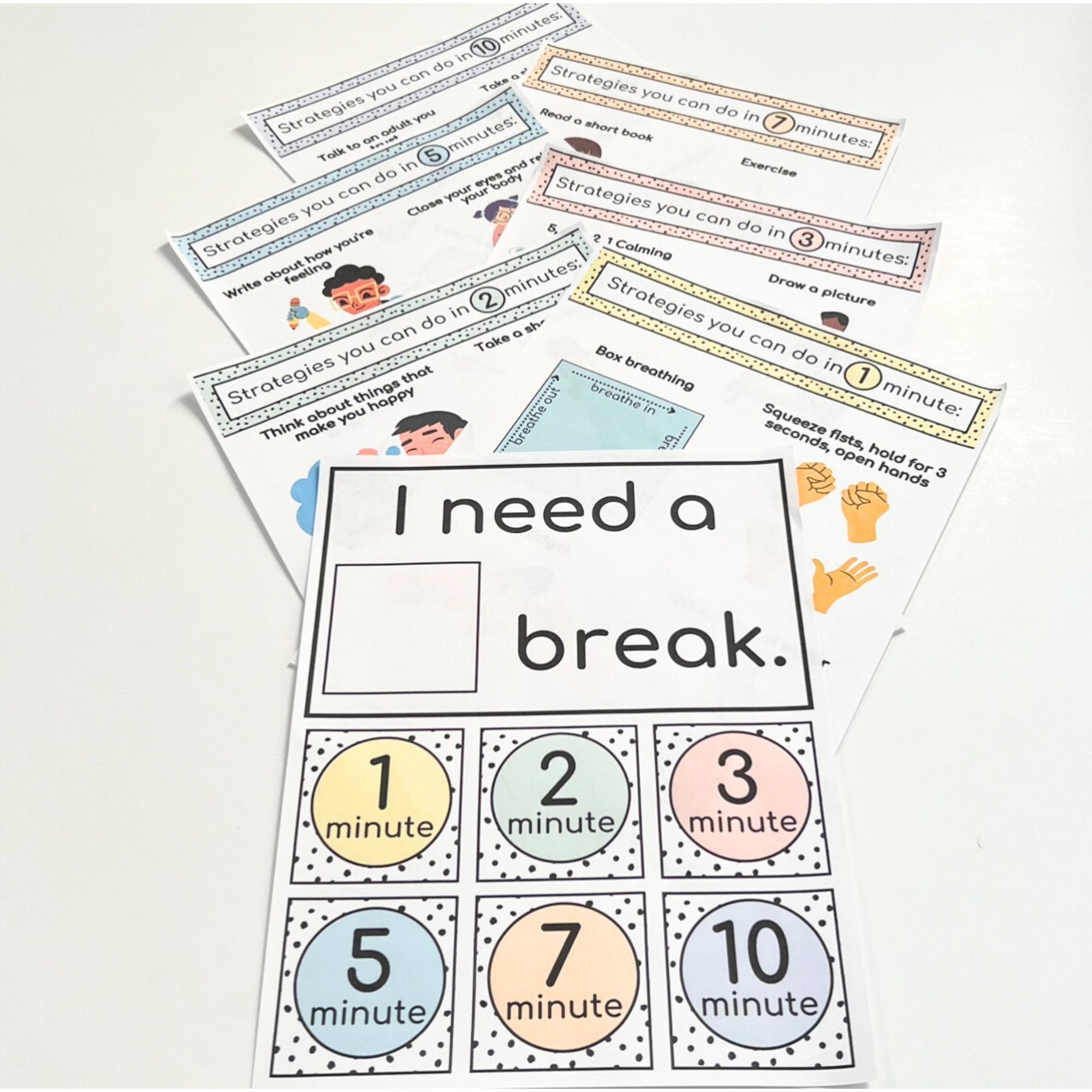 Classroom Break Cards: Calm Down Corner Visuals (digital Download) - Etsy