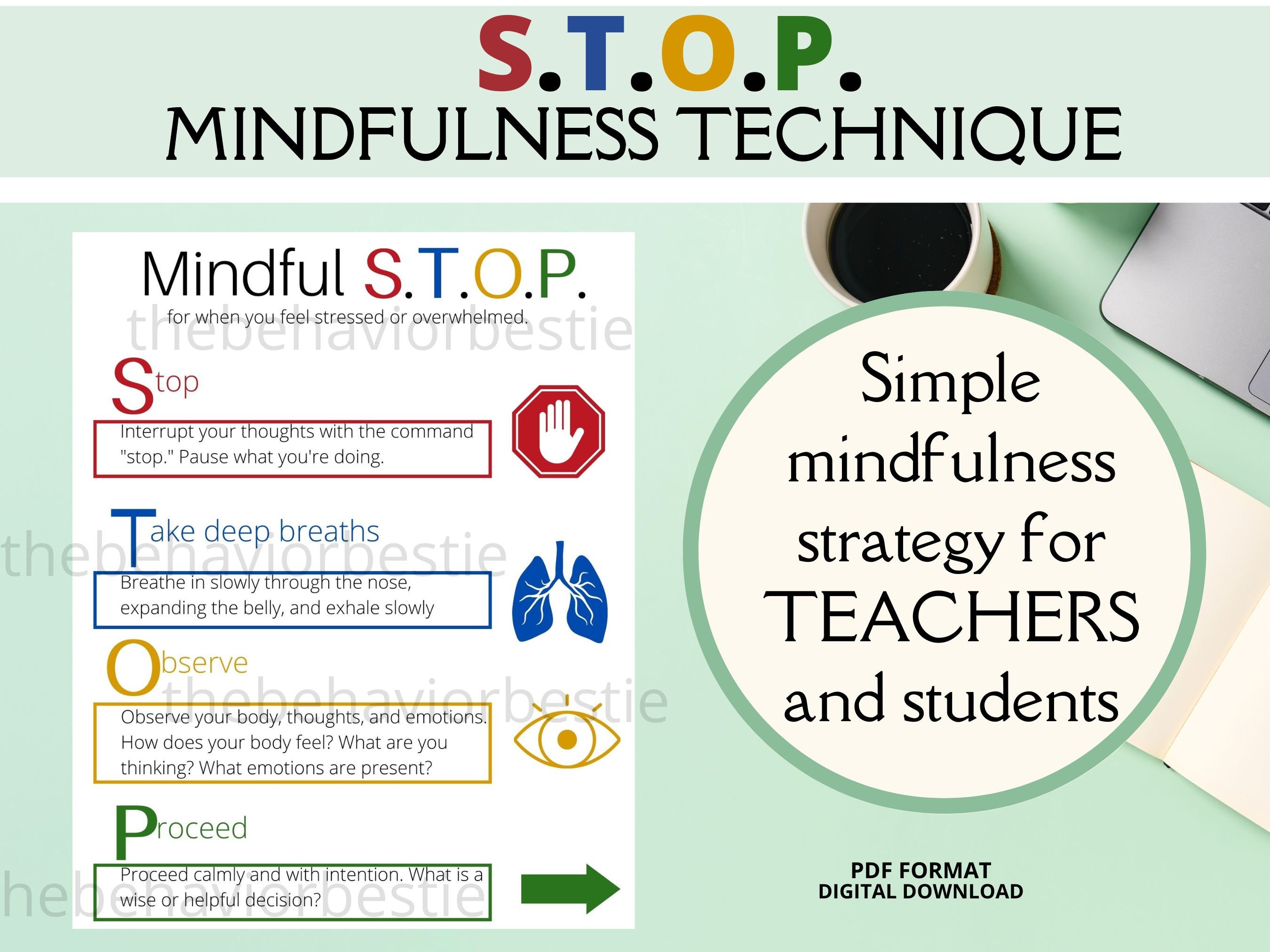 STOP Mindfulness Technique - Etsy