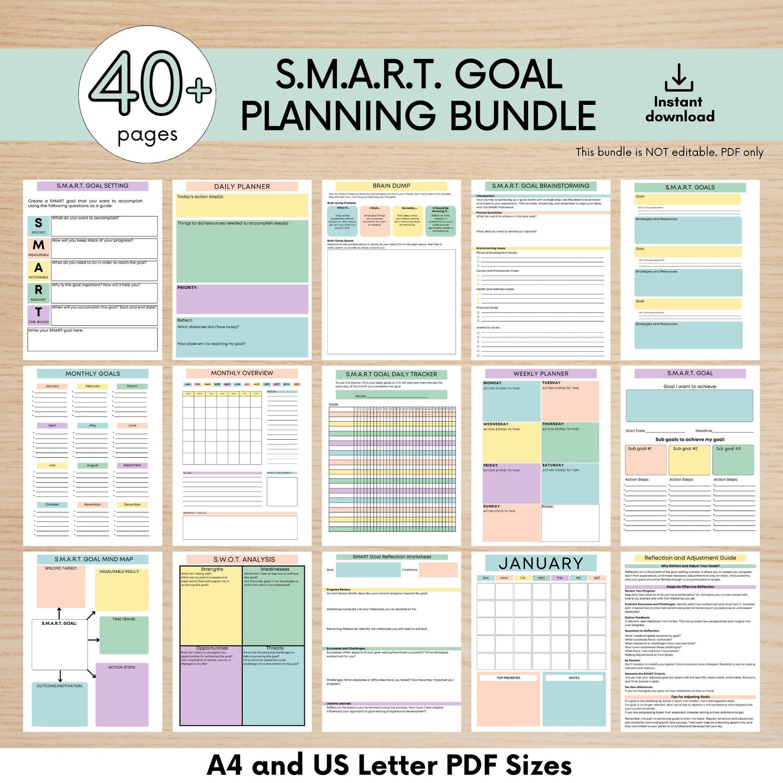 SMART Goal Planner Bundle: 40+ Page Printable Templates (PDF) - Etsy
