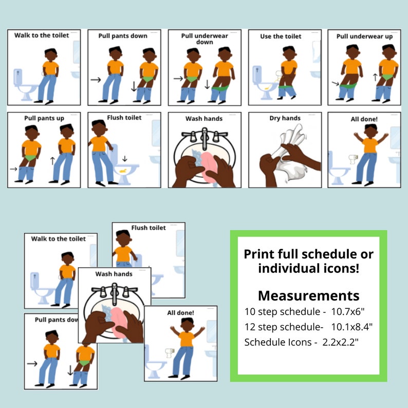 Boys Bathroom Visual | Boys Potty Routine | Bathroom Visual Schedule ...