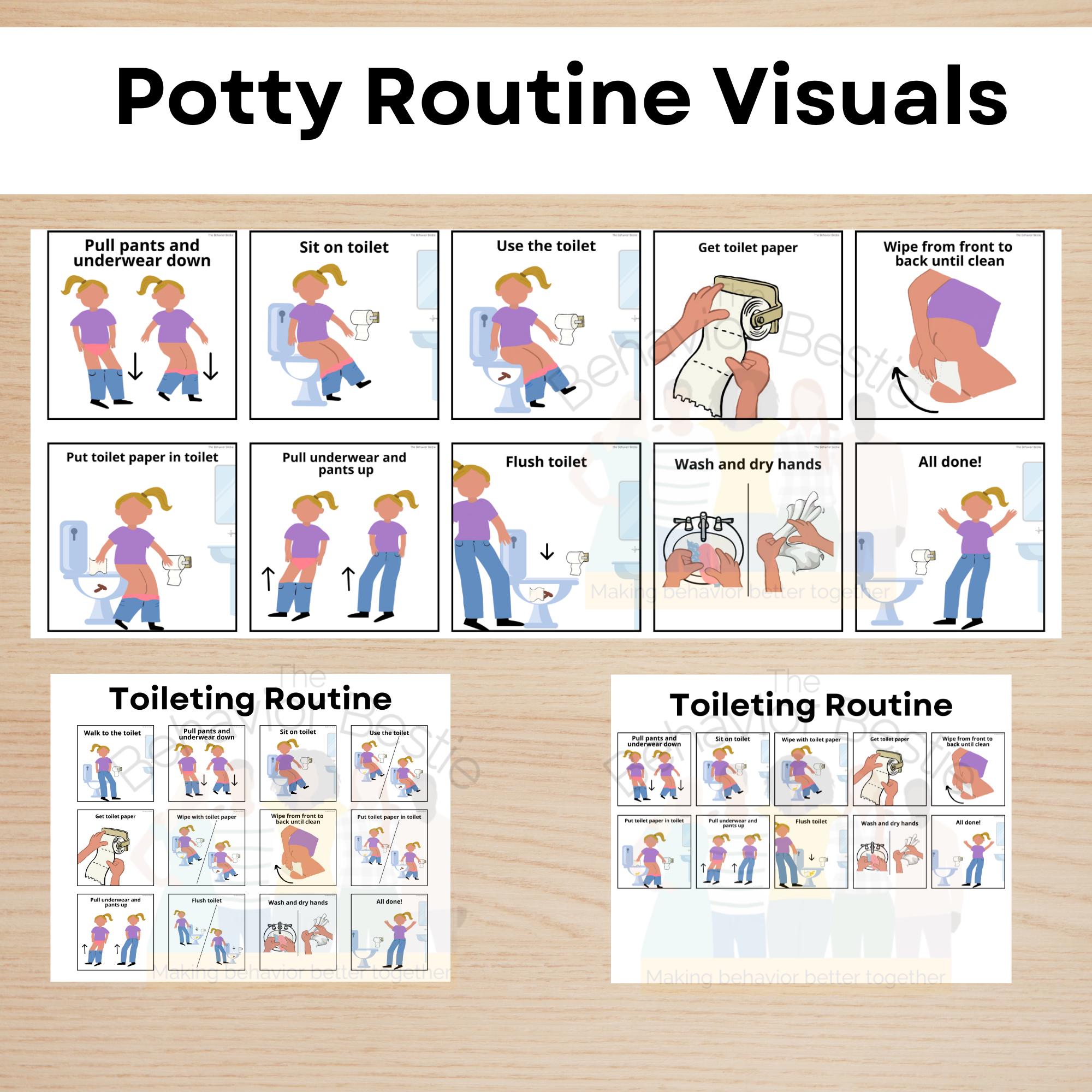 Printable Girl Potty Routine | Visual Toileting Routine | Bathroom ...
