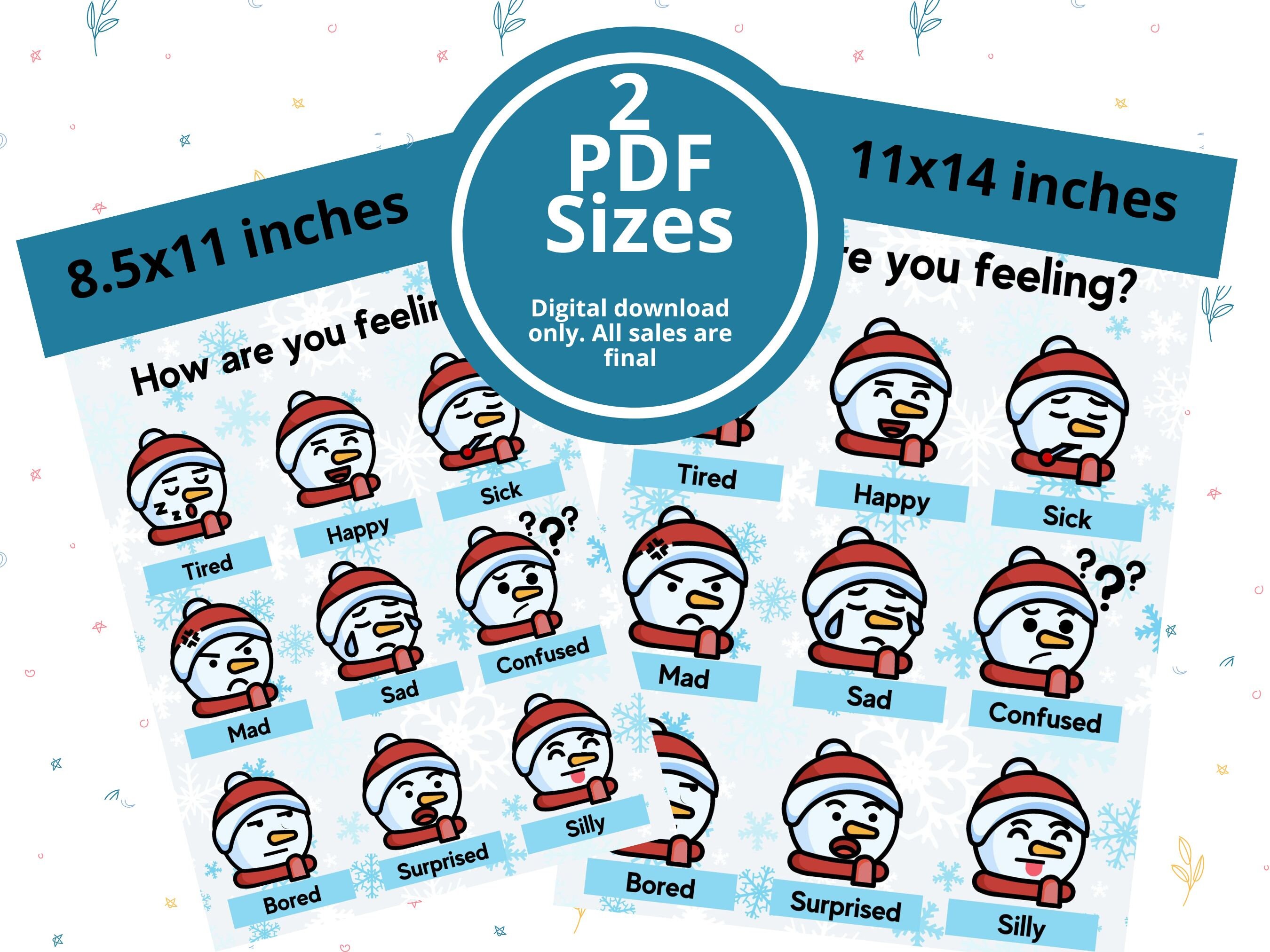 Snowman Feelings Chart: Educational Emotions Print (PDF Download) - Etsy