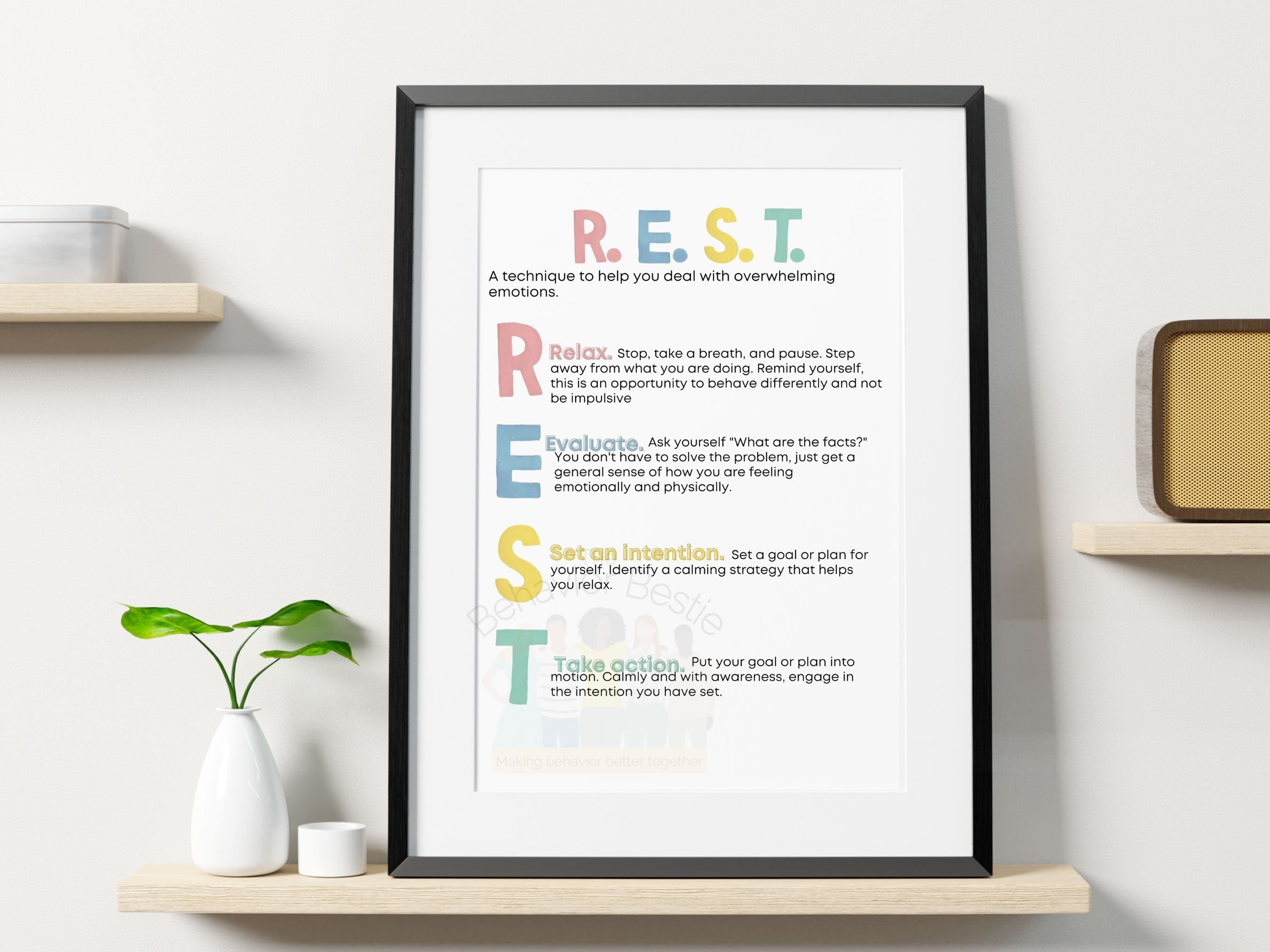 REST Technique Print: Calming DBT Skill, Counselor Decor (digital ...