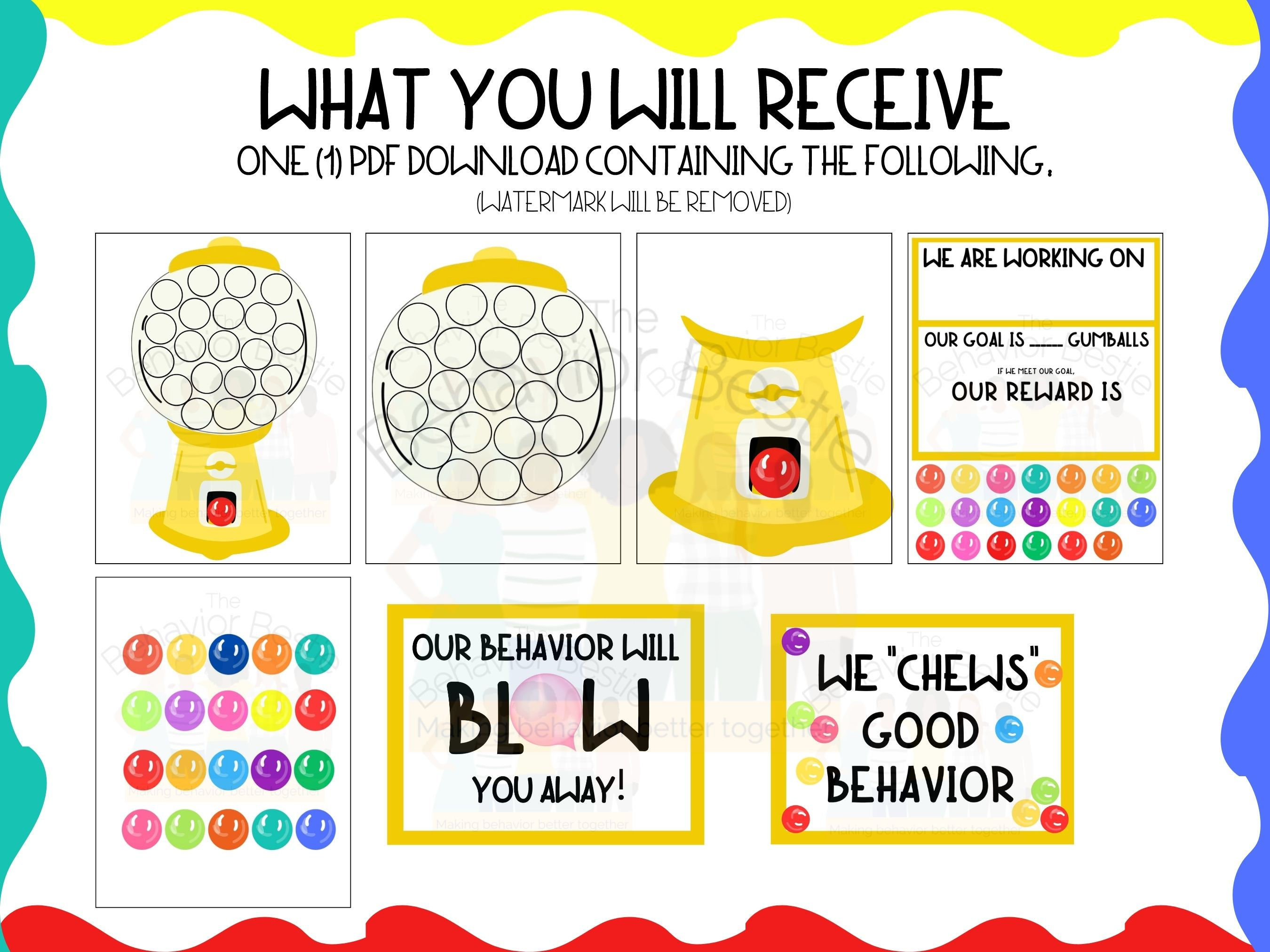 Gumball Reward Chart: Classroom Behavior Management (digital Download ...