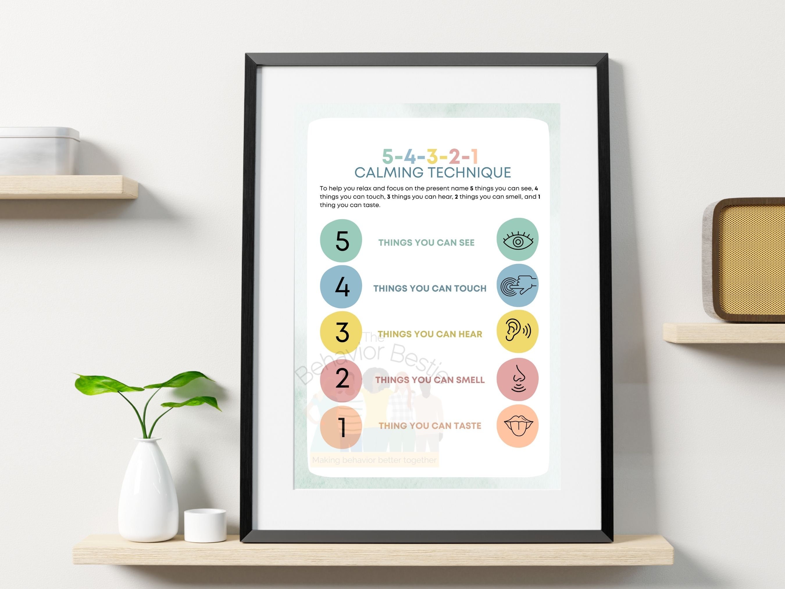 Calming Strategy 5, 4, 3, 2, 1 Grounding Technique Anxiety Relief ...