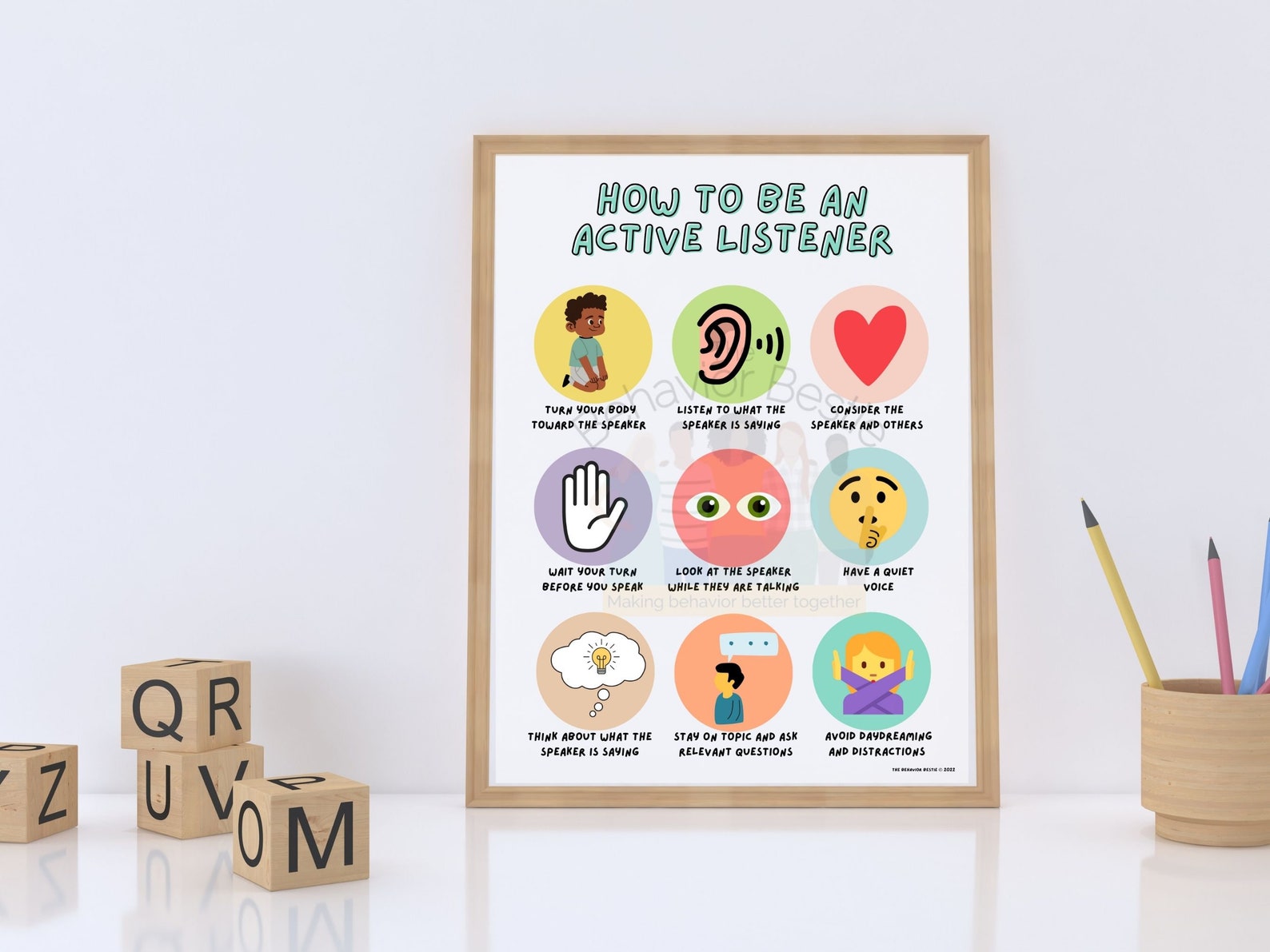 Active Listening Skills Poster: Classroom Bulletin Board (digital ...