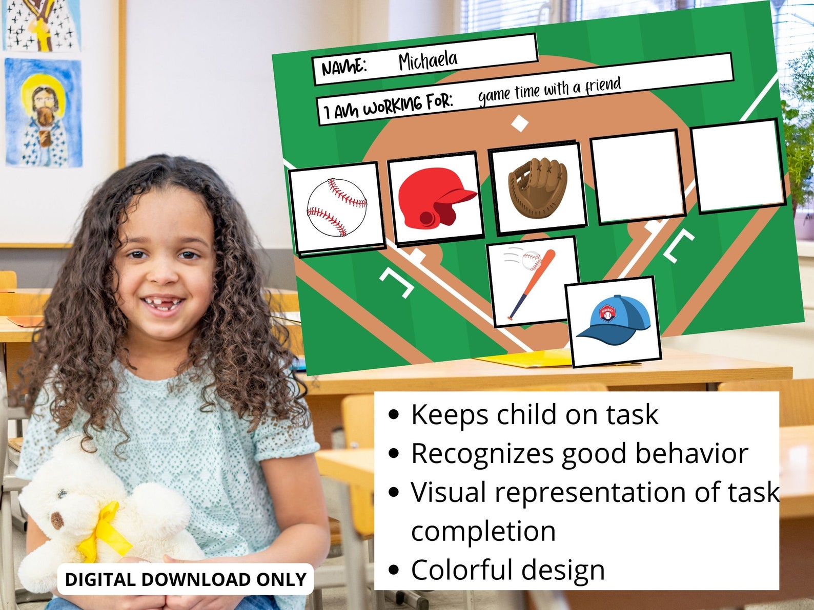 Baseball Sticker Chart/baseball Reward Chart/ Printable Baseball Token ...