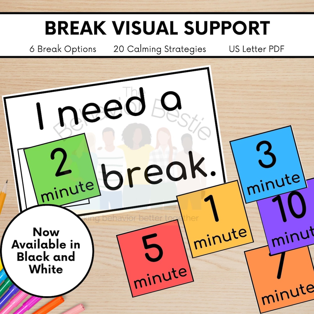 Printable Break Card: Visual Support for Calm Corner (PDF) - Etsy