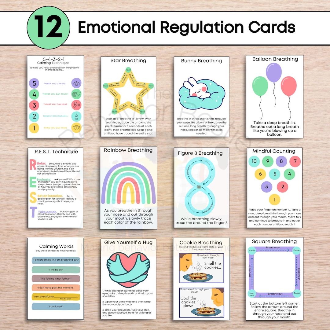 Emotional Regulation Cards for Kids: Coping Skills & Calming Techniques ...