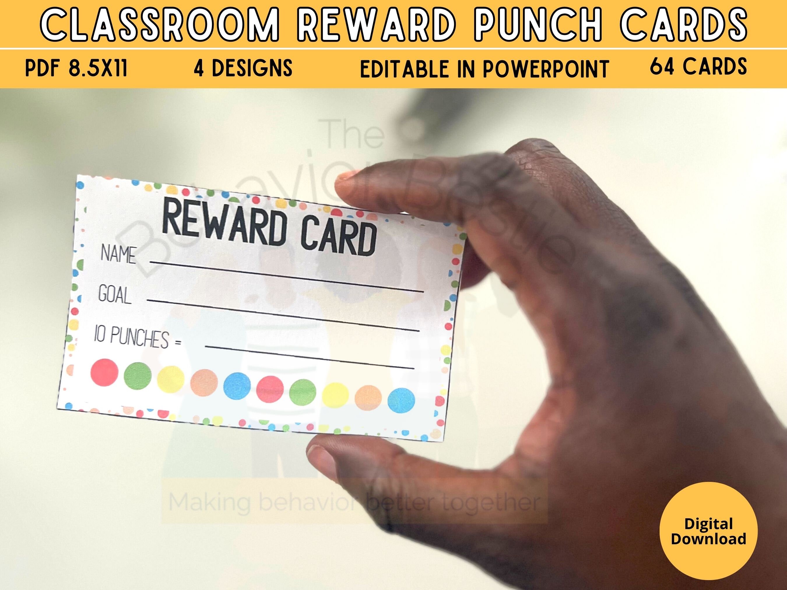Editable Classroom Reward Punch Card: Positive Behavior (digital ...