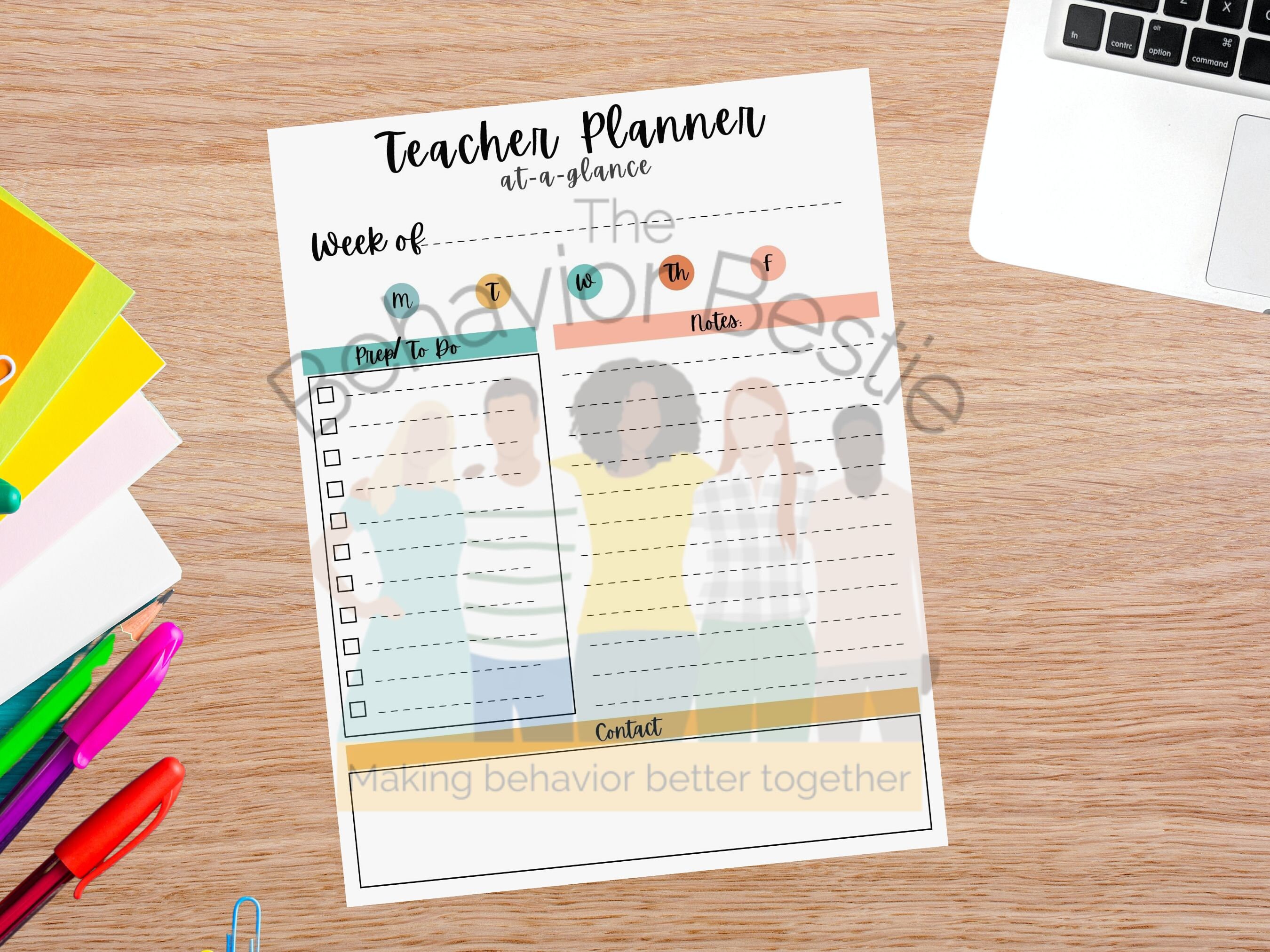Teacher Planner At-a-glance: Printable PDF Organization (digital ...