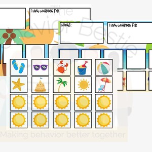 Printable Beach Themed Reward Token Chart | Summer Sticker Chart ...