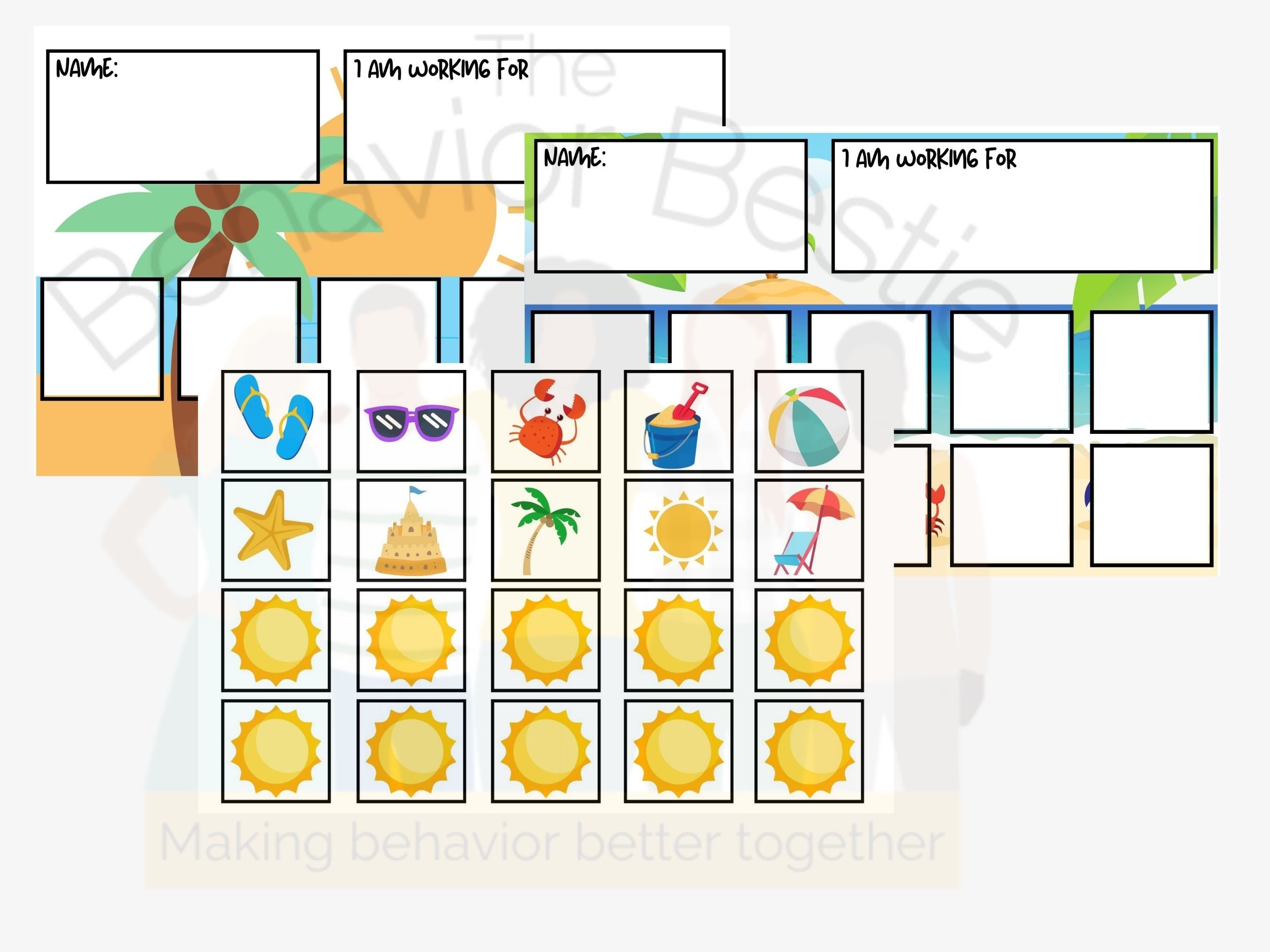 Printable Beach Themed Reward Token Chart Summer Sticker Chart Summer ...