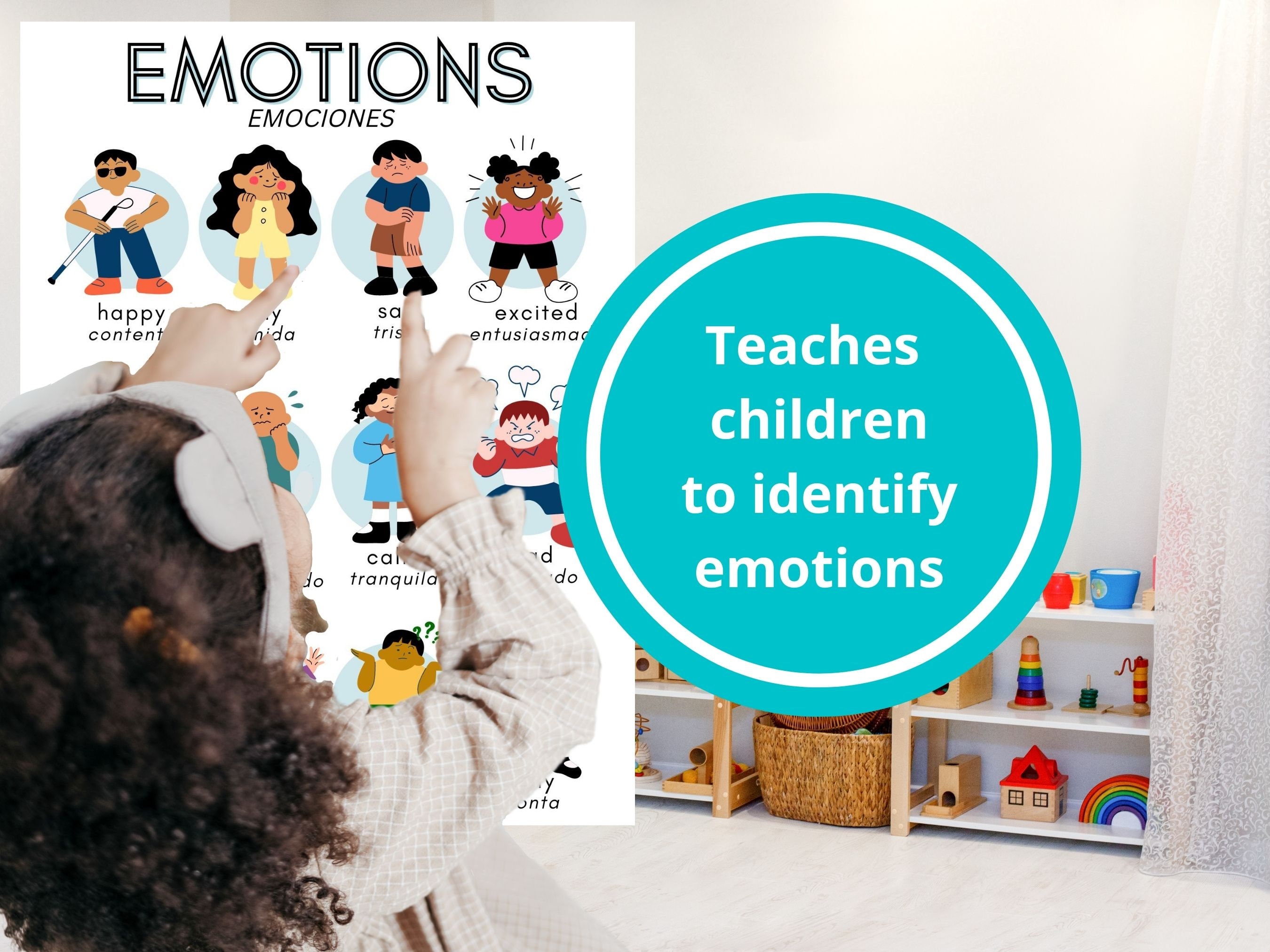 Bilingual SPANISH-ENGLISH Emotions Poster Digital Feelings Chart ...