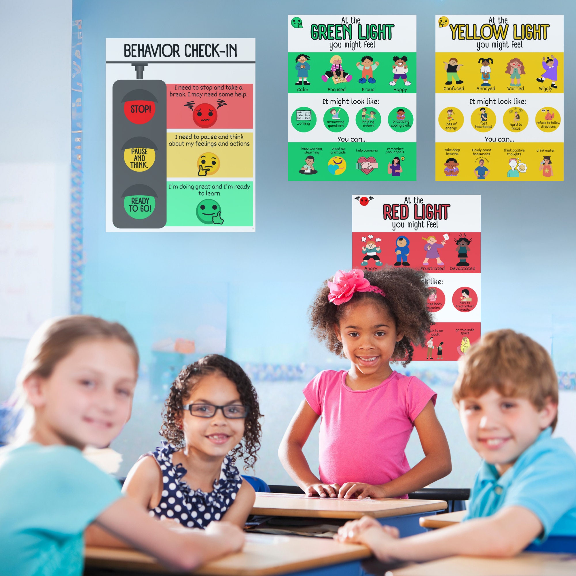 Traffic Signal Behavior Check-in: Kids Coping Skills (digital Download ...