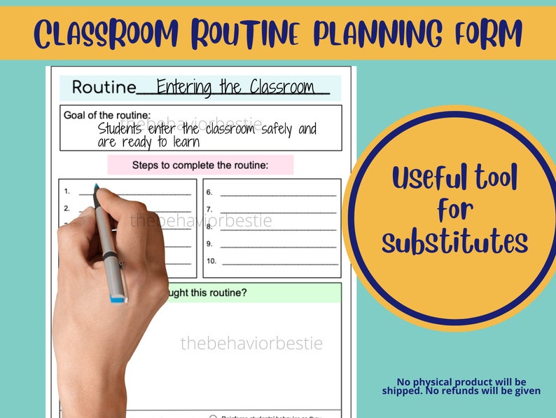 Editable Classroom Routine Planning Form Classroom Routine - Etsy
