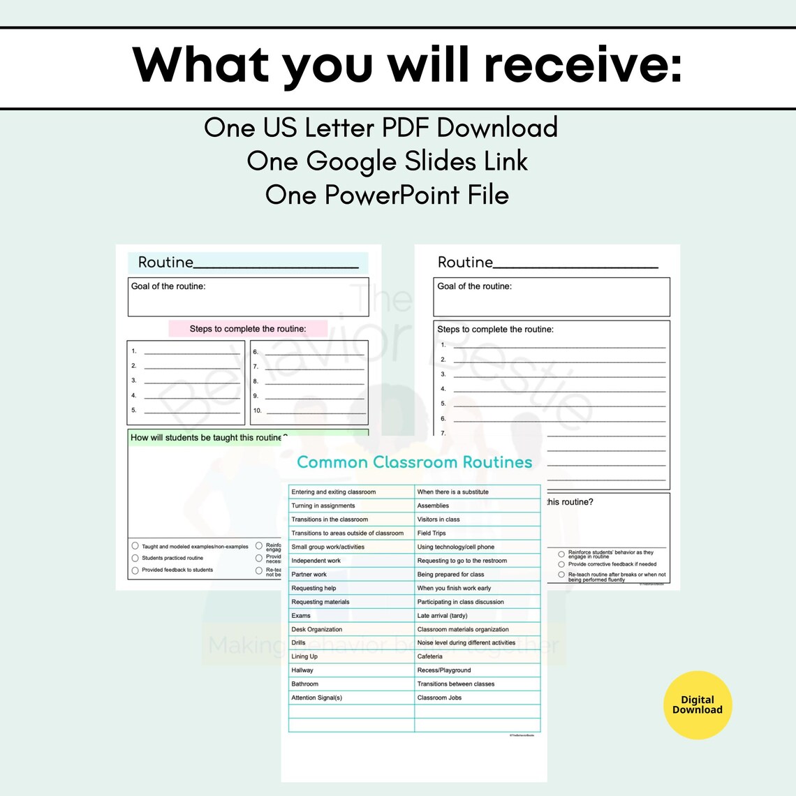 Classroom Routine Planning Form: Editable Templates (digital Download ...