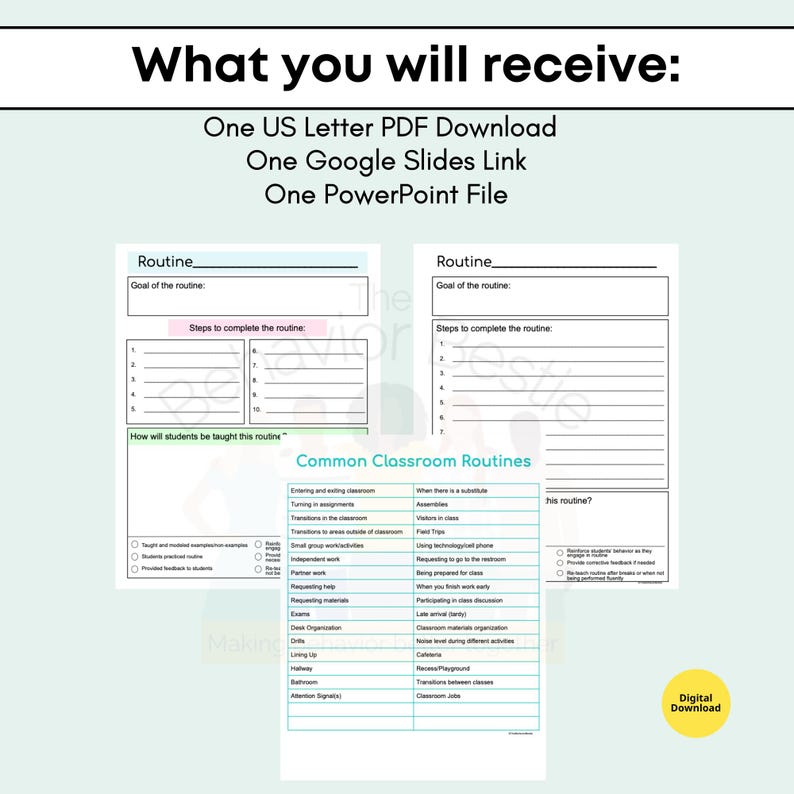 Classroom Routine Planning Form: Editable Templates (digital Download ...