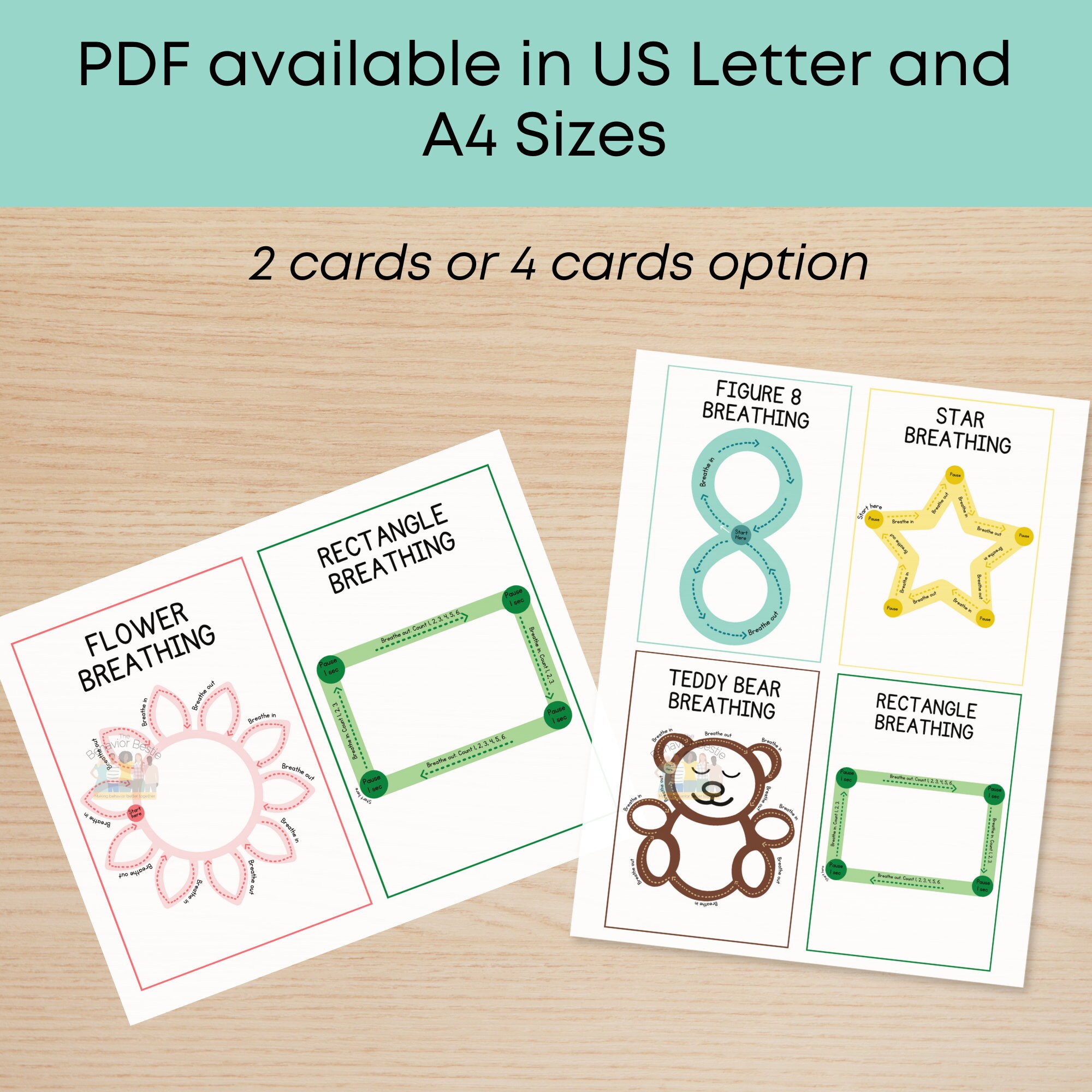 Breathing Cards for Kids, Shapes Breathing Cards for Calm Down Corner ...