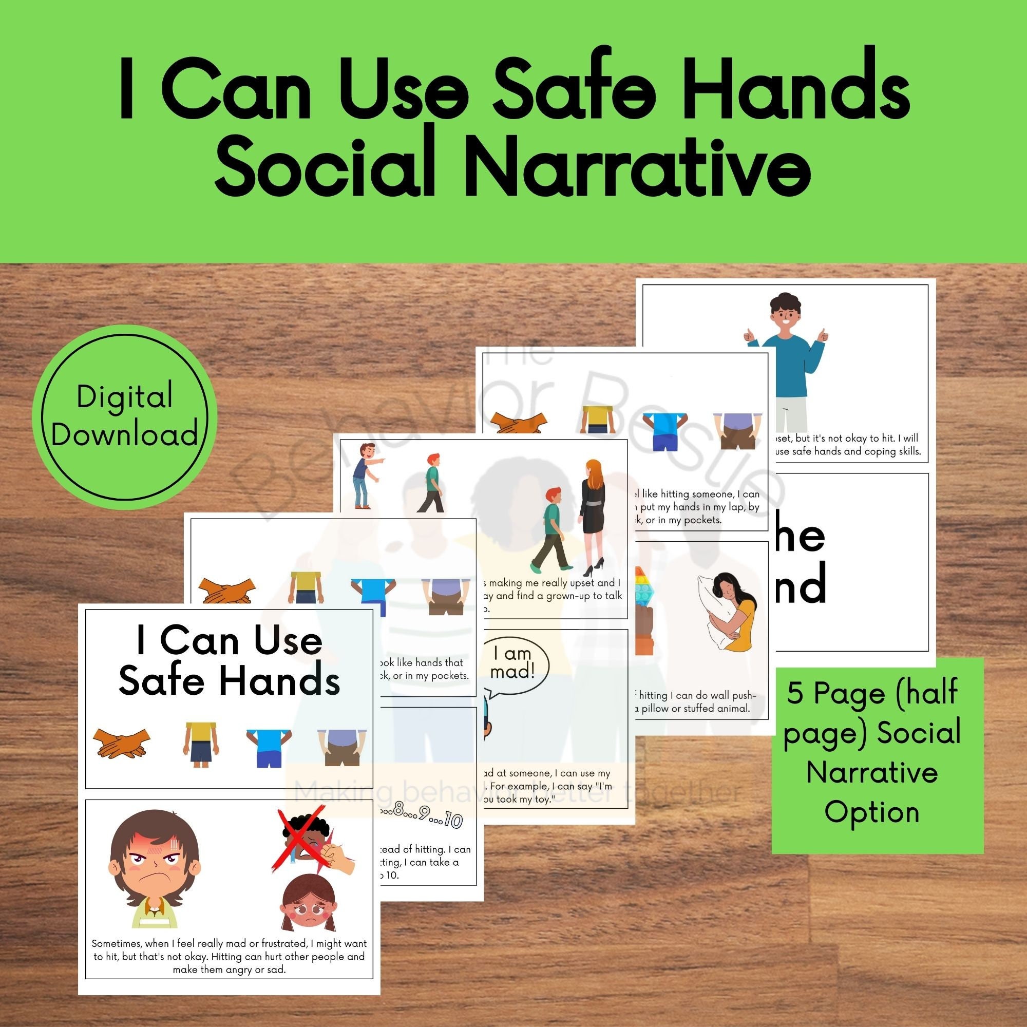 I Can Use Safe Hands, Social Narrative for Hitting, Teach Self Control ...