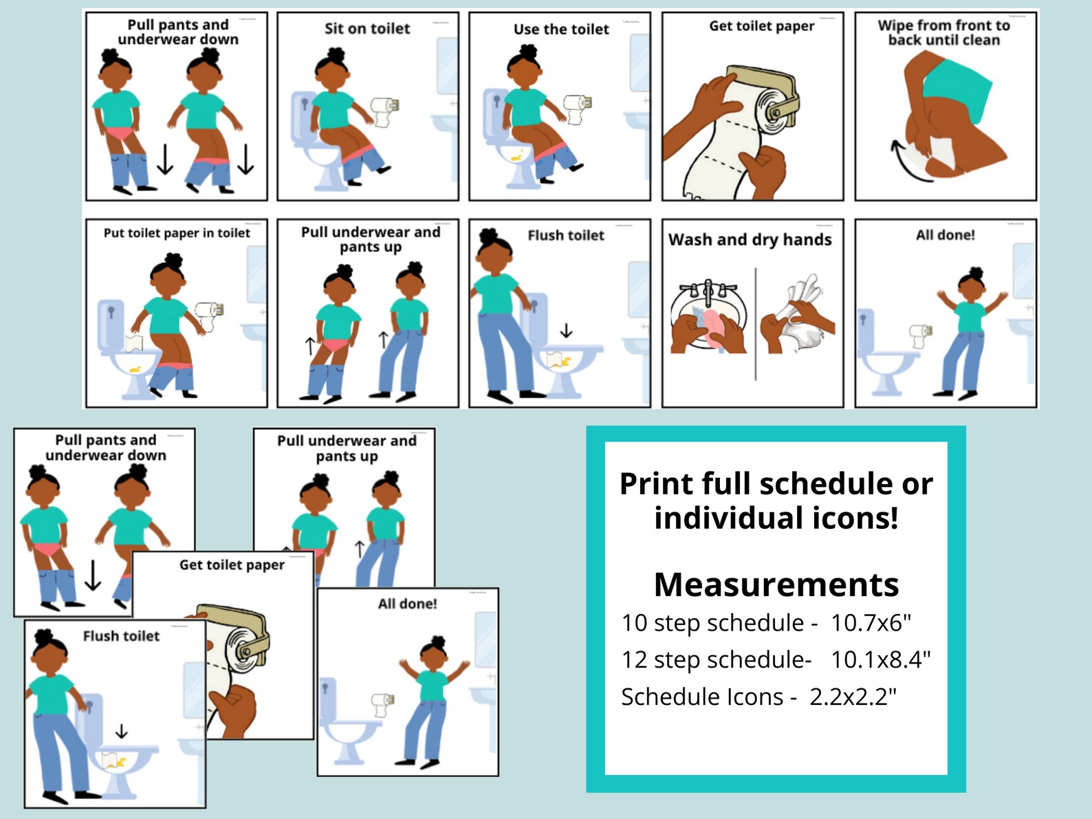 Girl Potty Training Visual: Toileting Routine Chart (digital Download ...