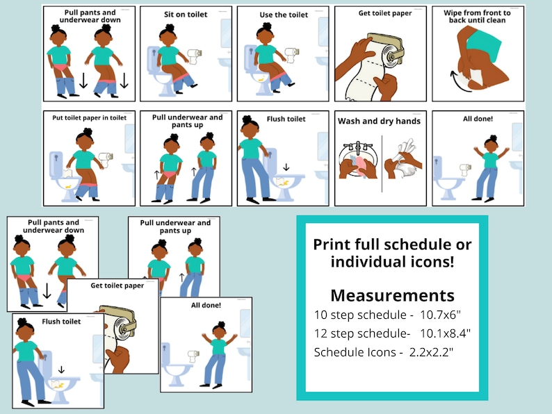 Girl Potty Training Visual: Toileting Routine Chart (digital Download ...
