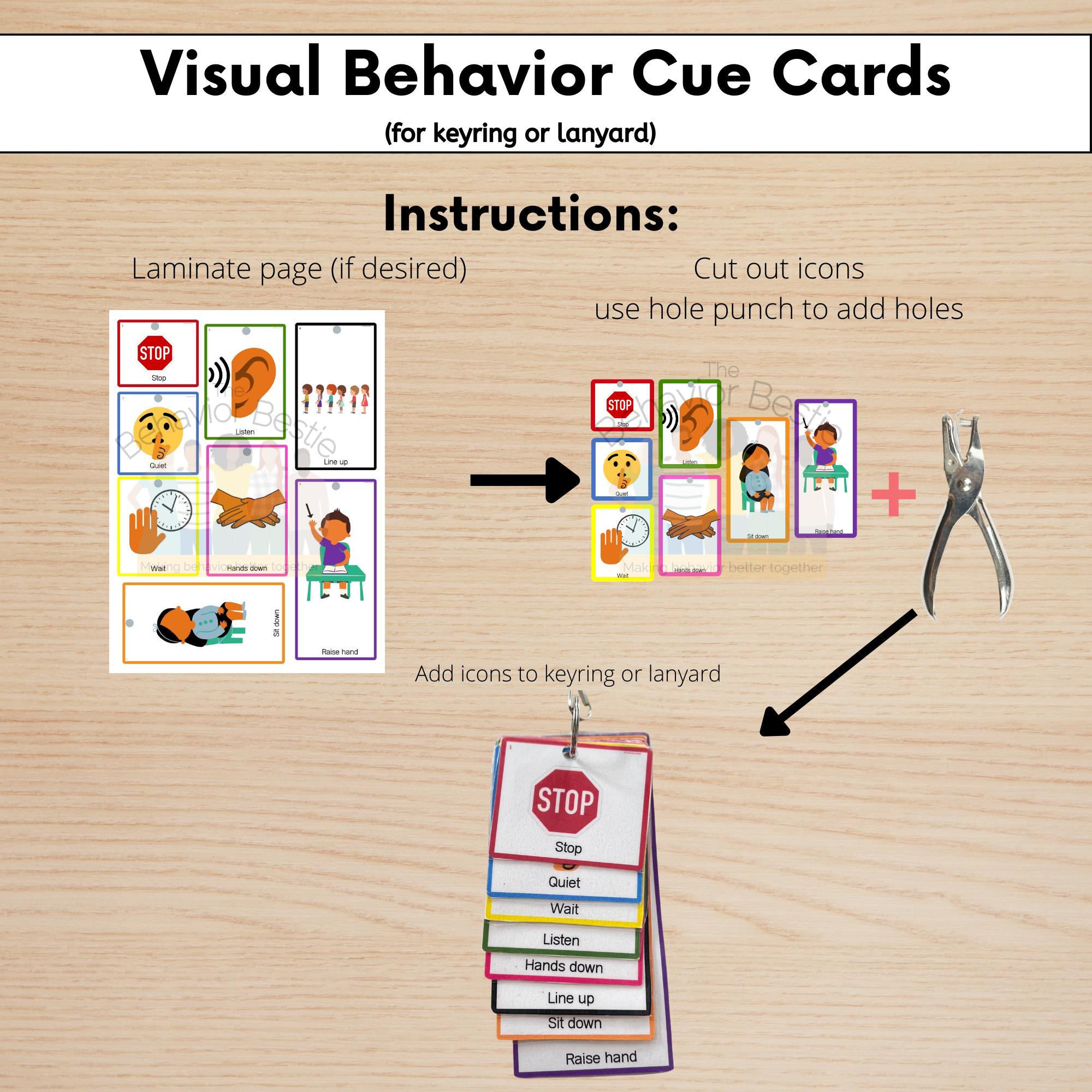 Printable Behavior Cue Cards: Calming Strategies, Classroom Management ...