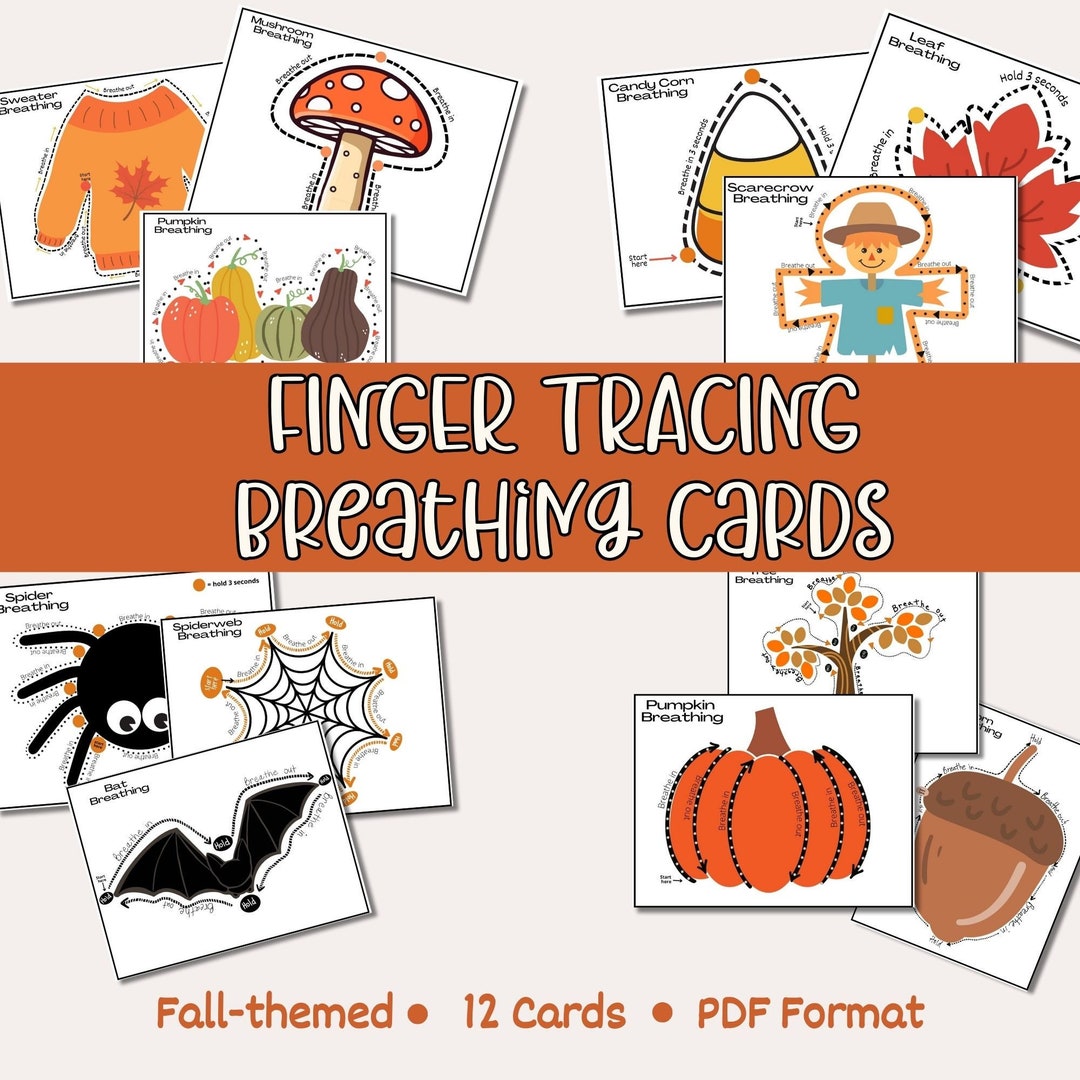 Fall Themed Mindfulness Breathing Cards for Kids, Finger Tracing ...