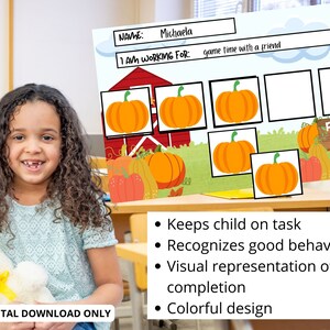 Pumpkin Token Board | Digital Reward Chart | Fall Themed Token Board ...