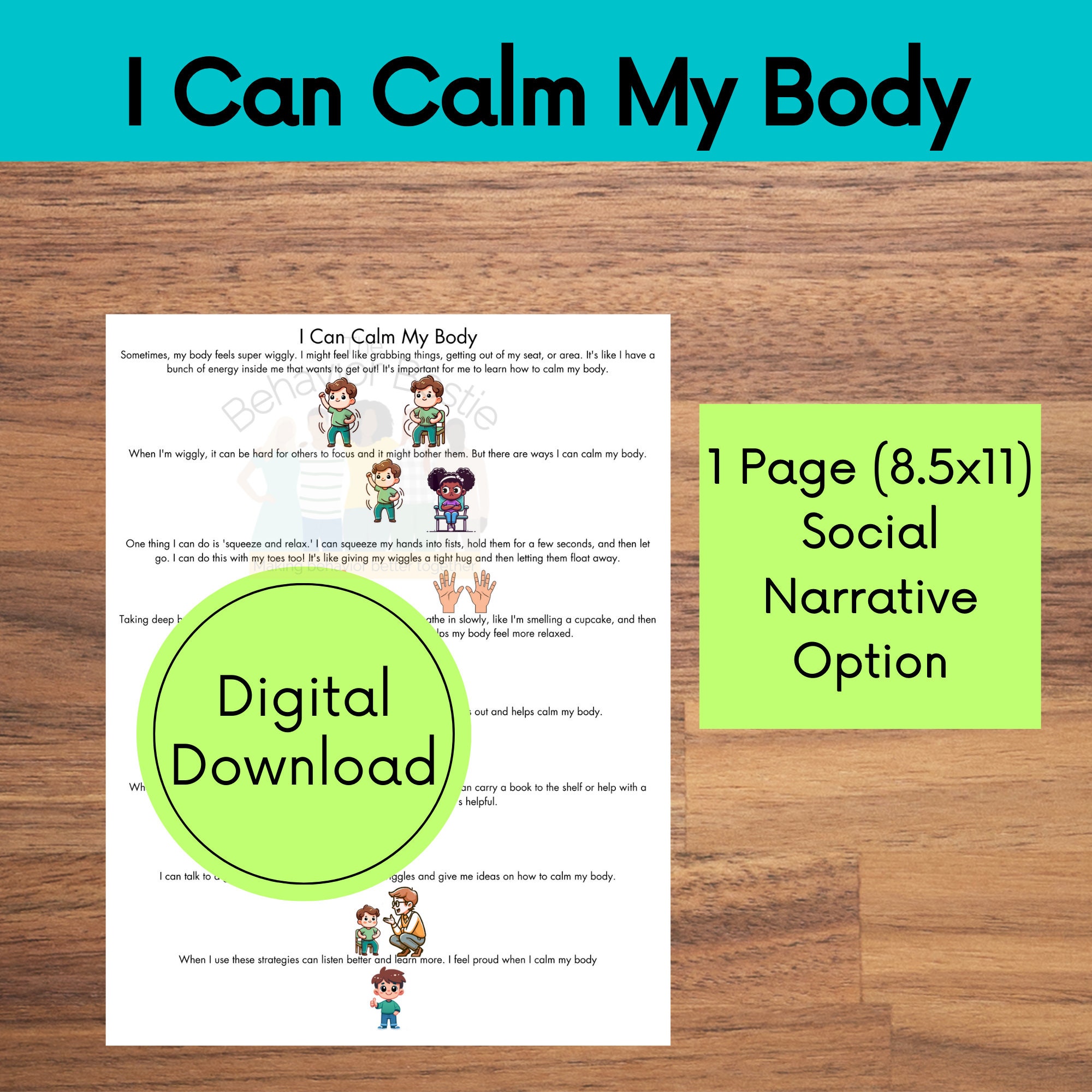 I Can Calm My Body, Social Skills Story for Kids - Etsy